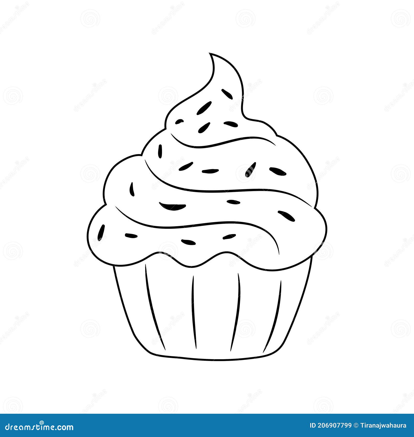 Simple Cartoon Cupcake Vector Illustration with Hand Drawn Design Stock ...