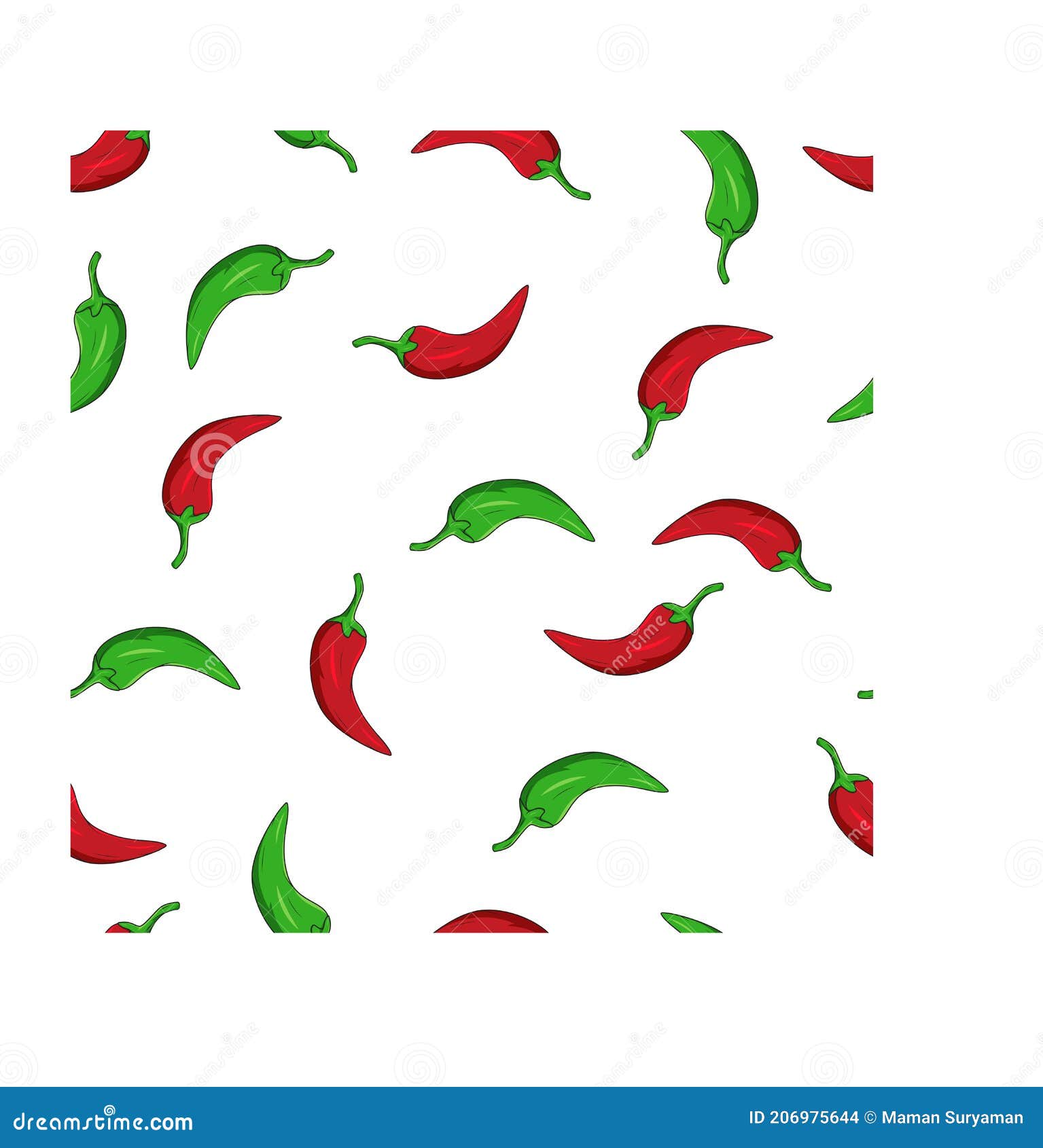 Seamless chilli pattern stock vector. Illustration of kitchen - 206975644