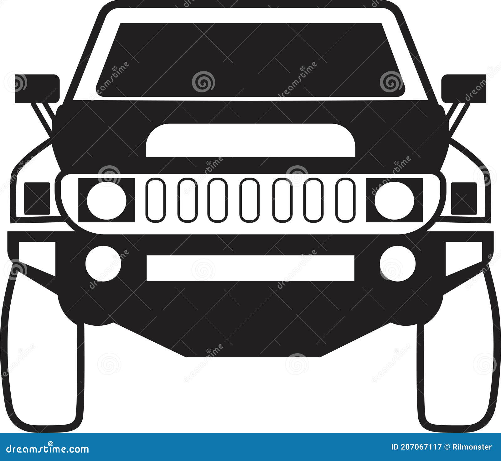Hummer Car Silhouette Vector Illustration Black And White Suv Truck Big ...