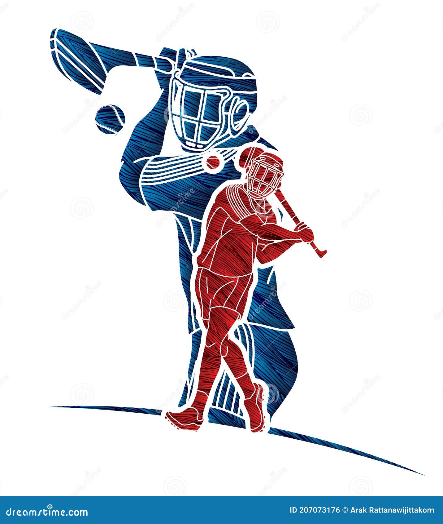 Group of Hurling Sport Players Action. Irish Hurley Sport Cartoon ...