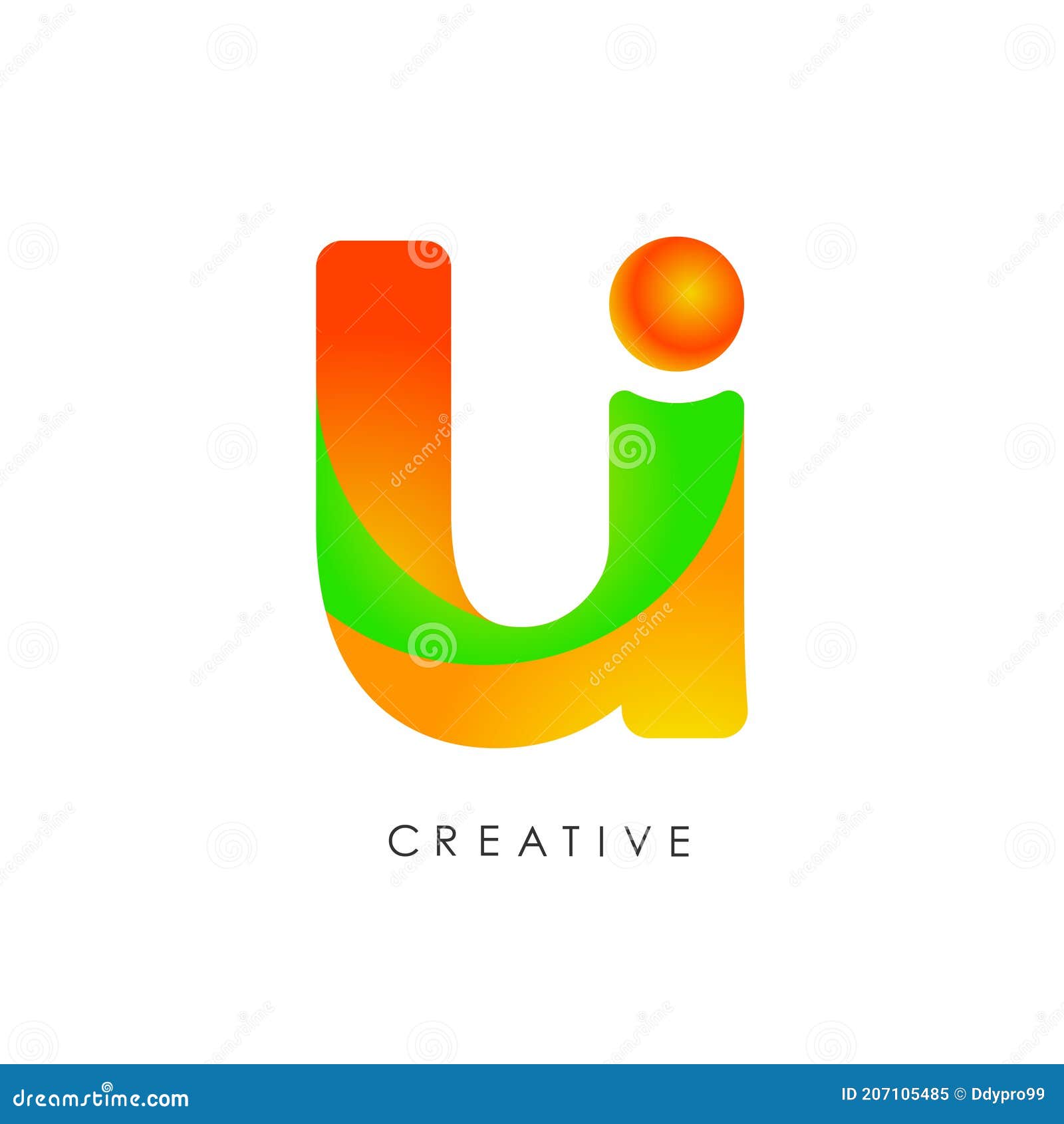 Logo UI Letter Design with Colorful Fonts and Creative Letters. Stock ...