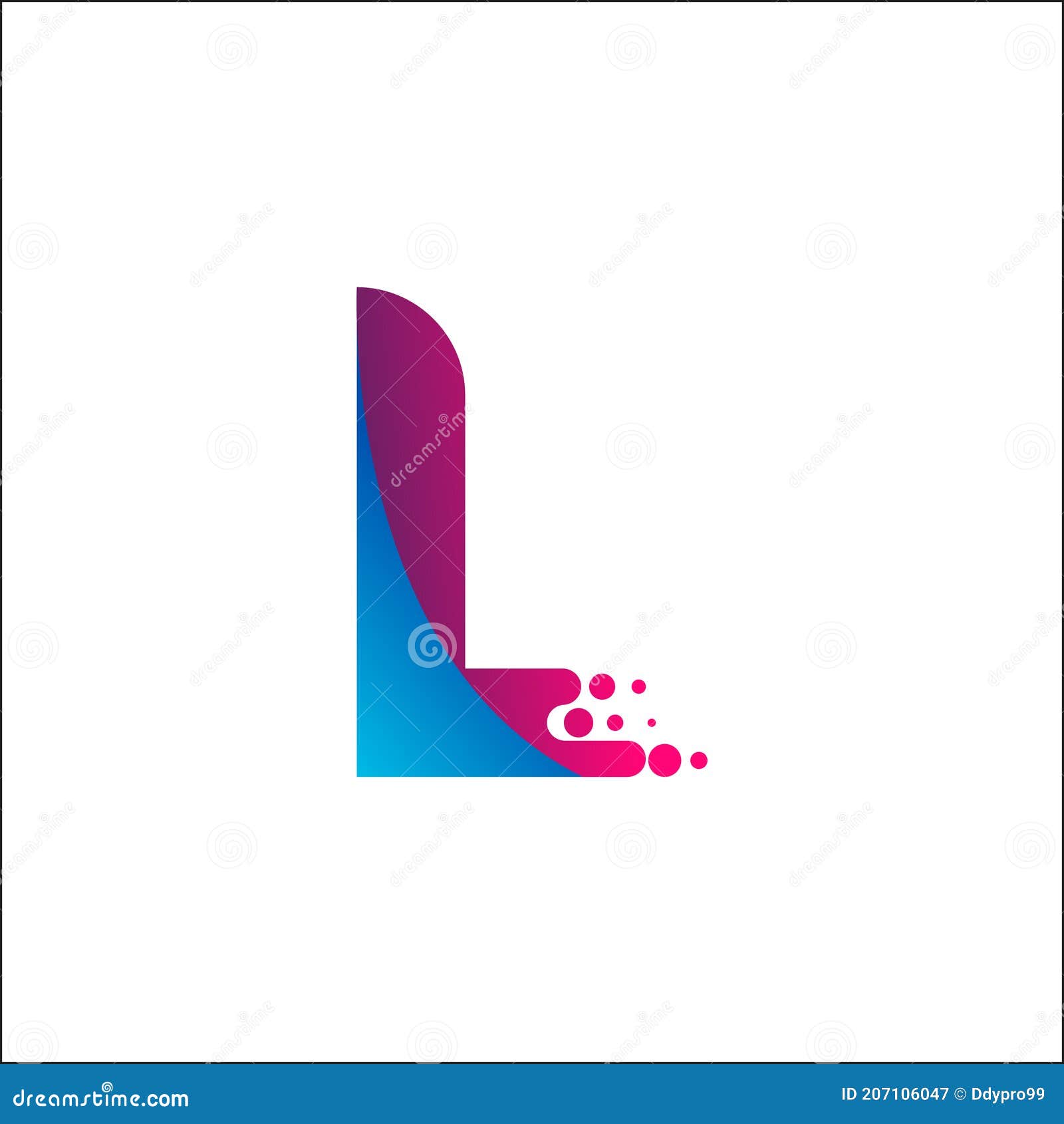 Letter L Design with Creative Bubble Dots and Blue Pink Color Vector ...