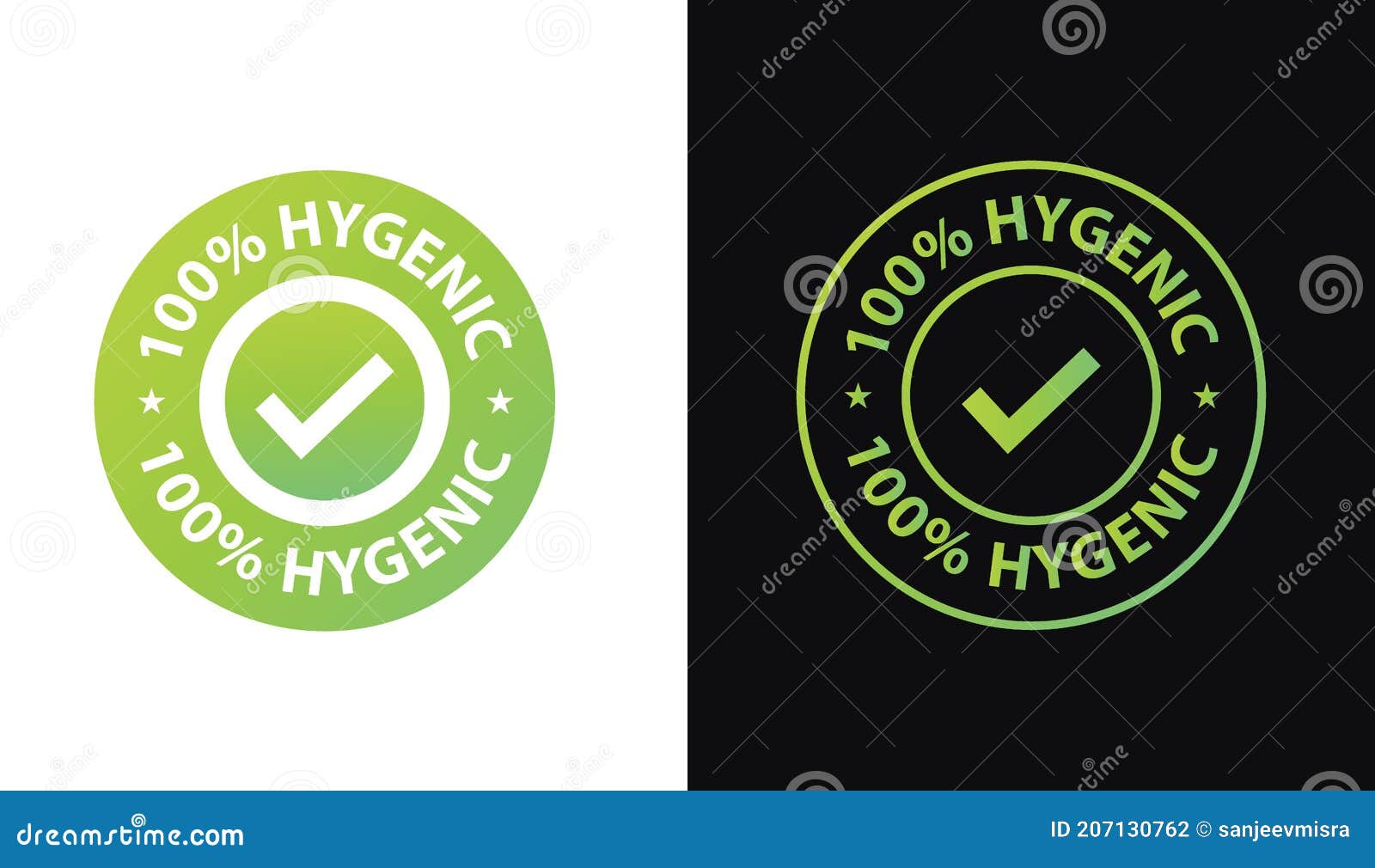 100 Hygienic Icon Stamp Set, Hundred Percent Hygienic Vector ...
