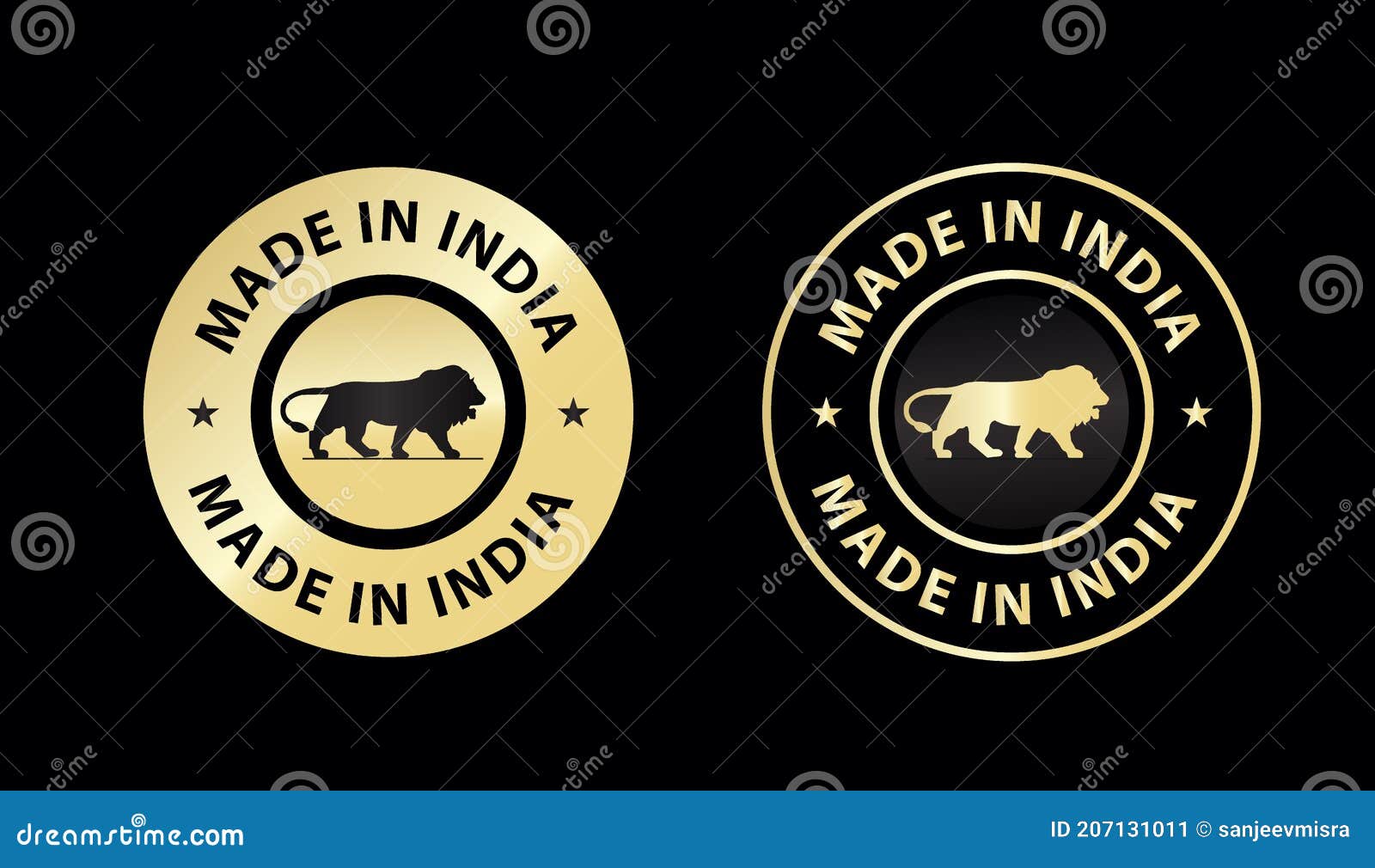 Made in India Icon Vector Illustration, Made in India Golden Color ...