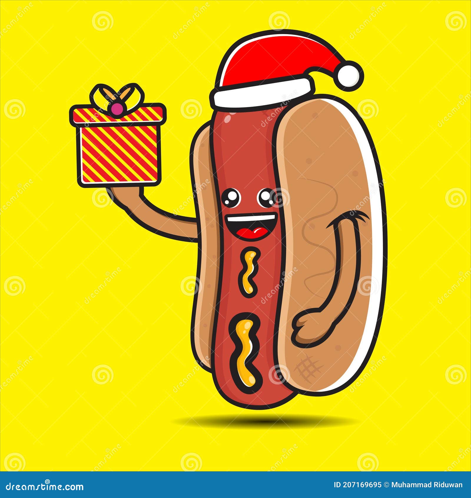 Cute Mascot Hotdog on Christmas Day Stock Vector - Illustration of logo ...