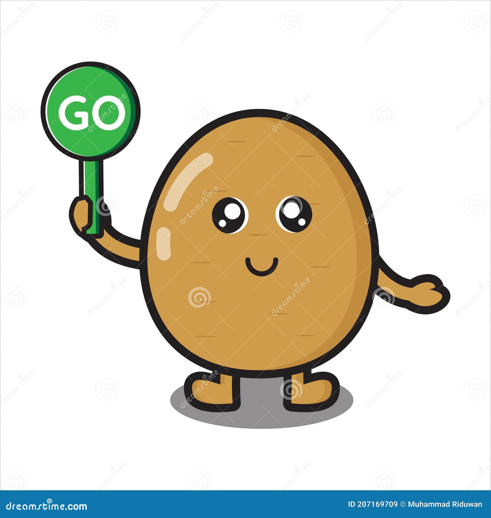 Cute Mascot Potato with Go Sign Stock Vector - Illustration of happy ...