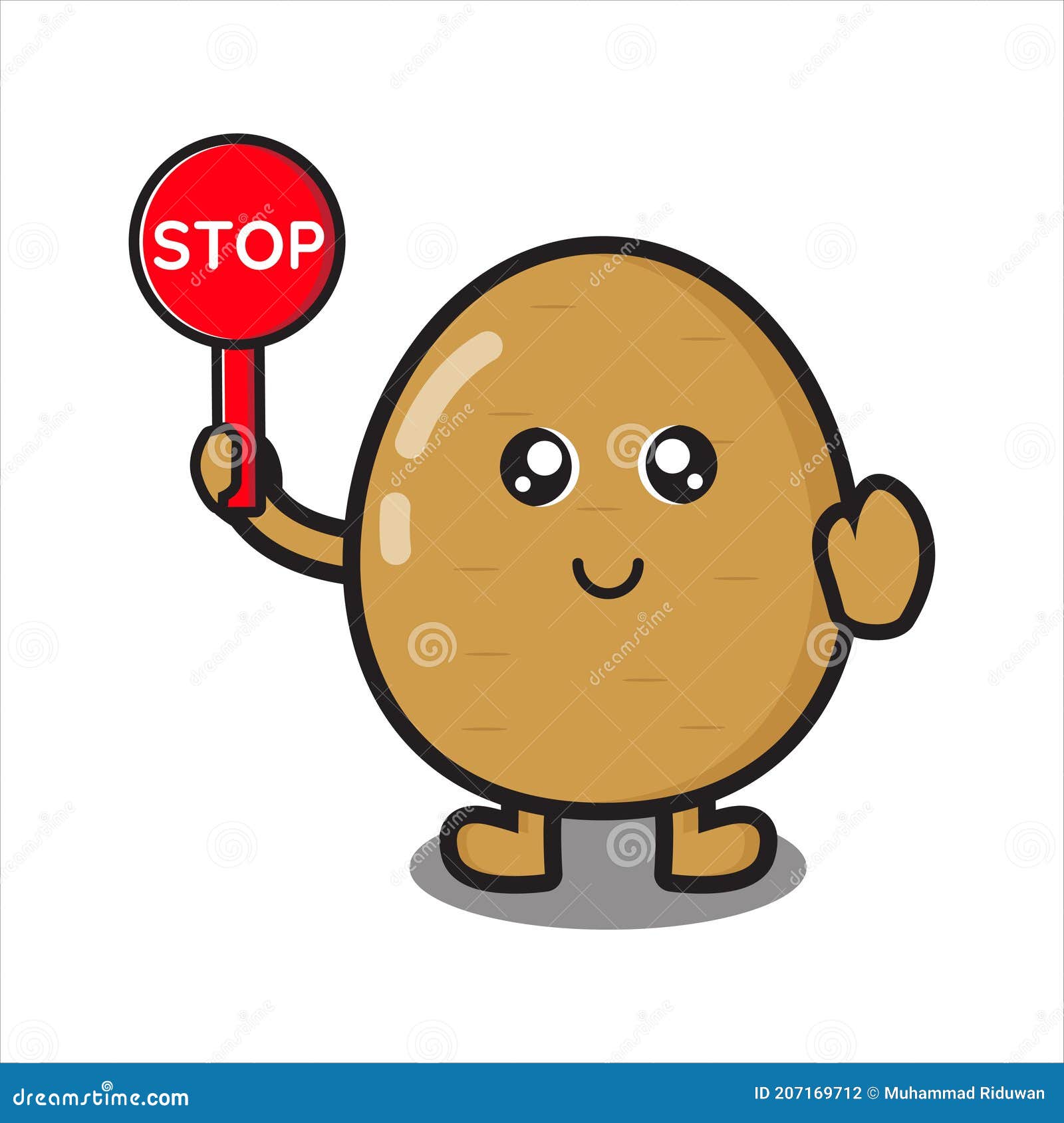 Cute Mascot Potato with Stop Sign Stock Vector - Illustration of design ...