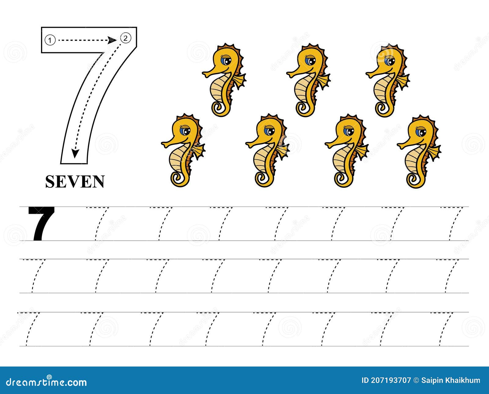 Educational Page Number for Kids with Number Seven Printable Worksheet ...