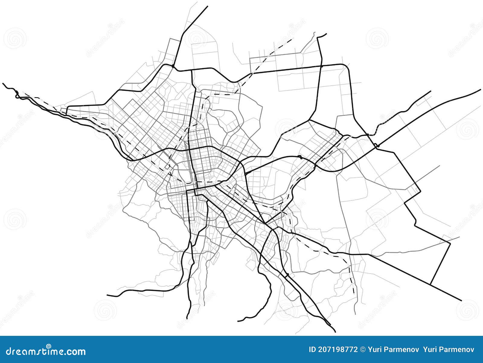 Abstract City Map. Line Scheme of Roads. Town Streets on the Plan ...
