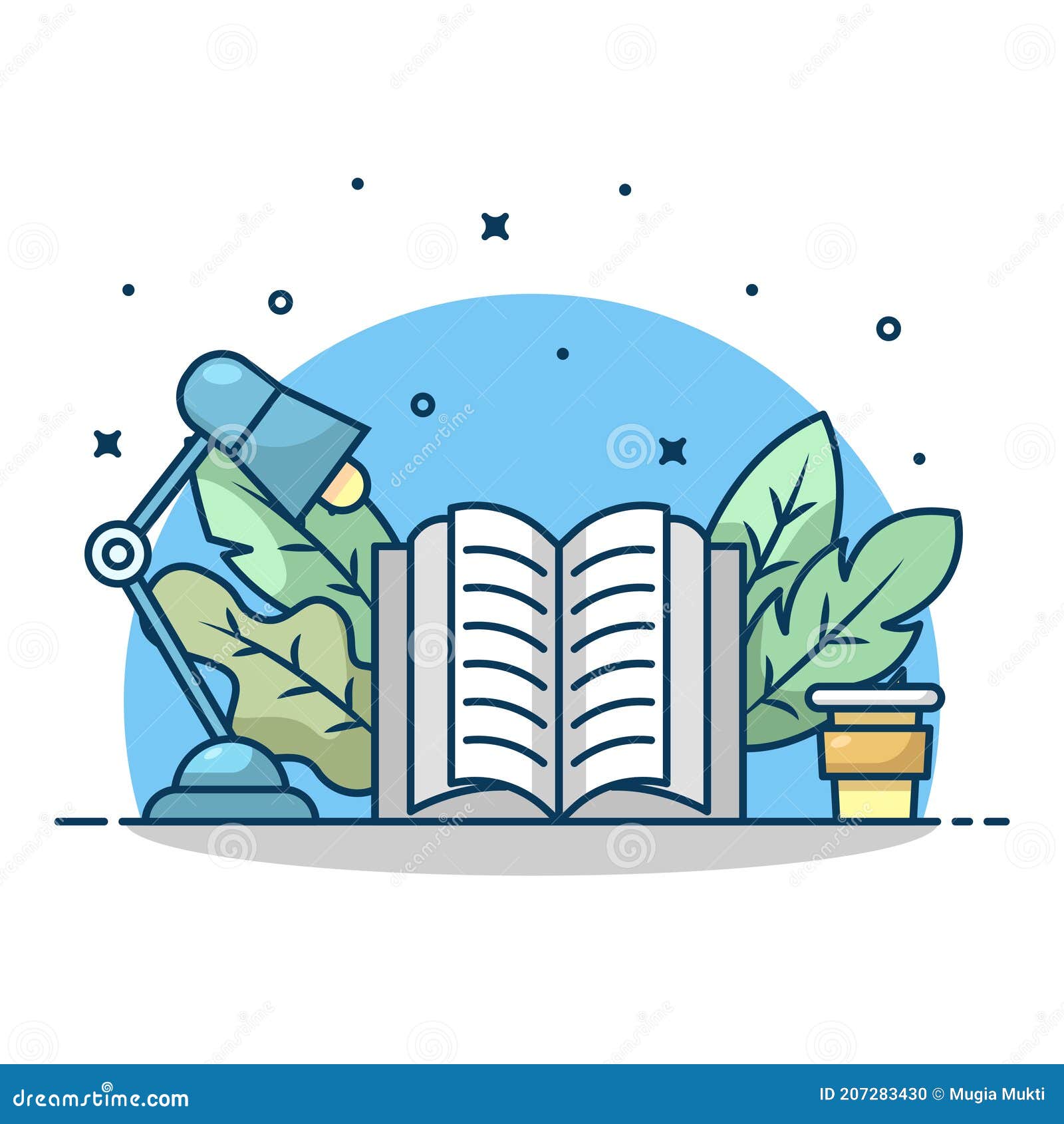 Online Education Concept with an Open the Book Illustration. Book Plant ...