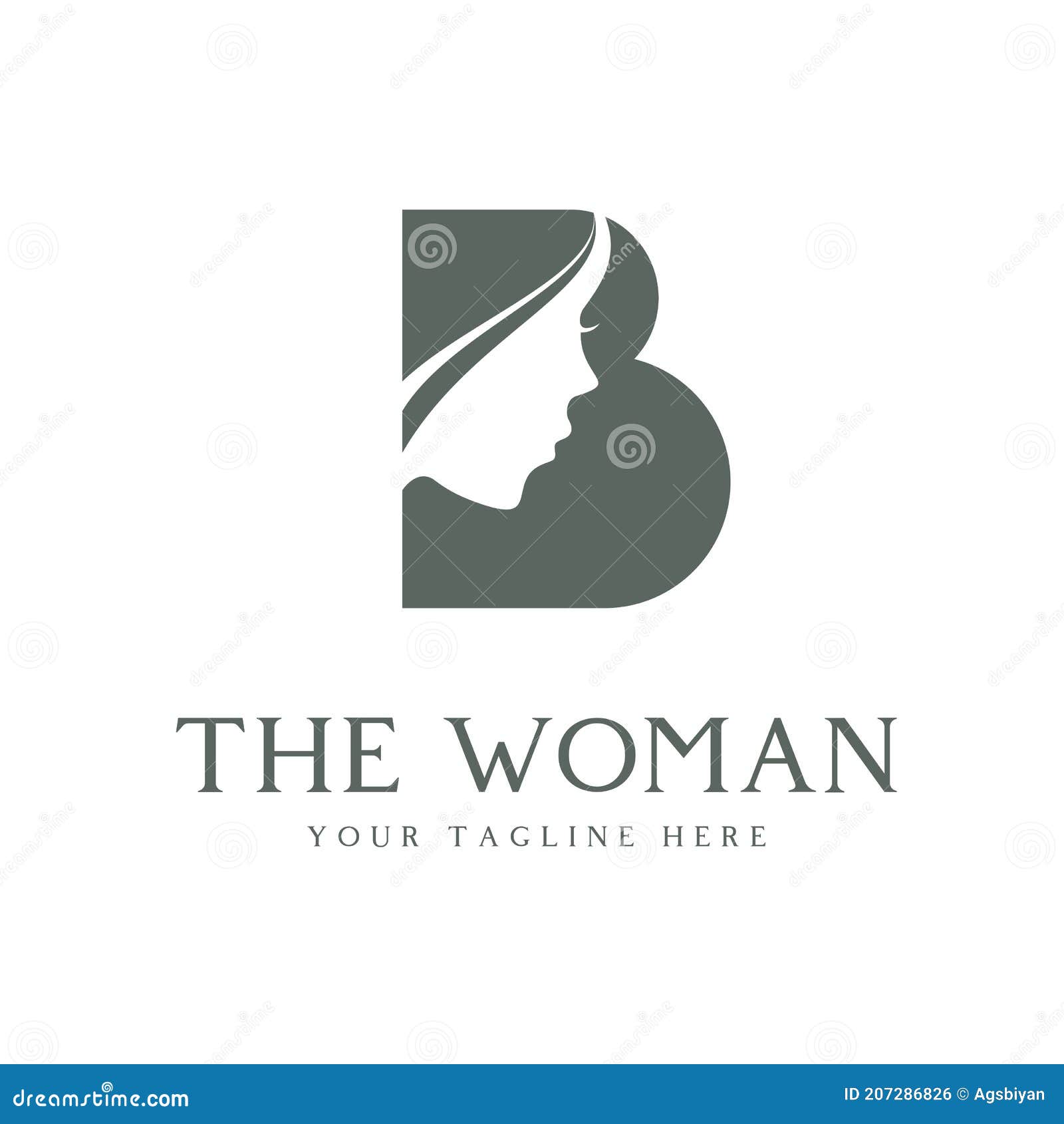 Vector, Design, Logo, Shape or Symbol of the Letter B and a Woman Face ...