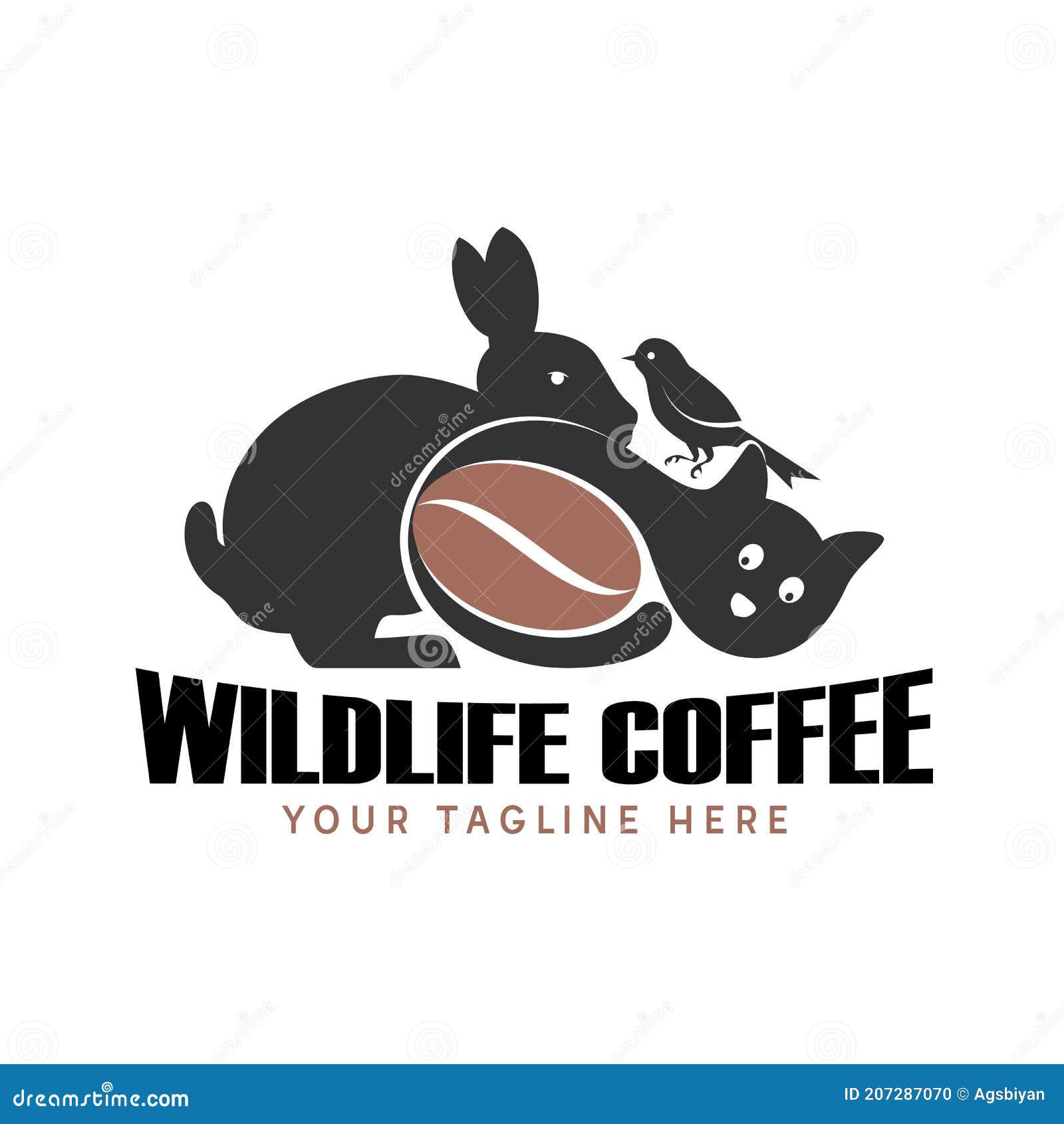 Vector, Design, Logo, Symbol of Animal and Coffee Bean with a Unique ...