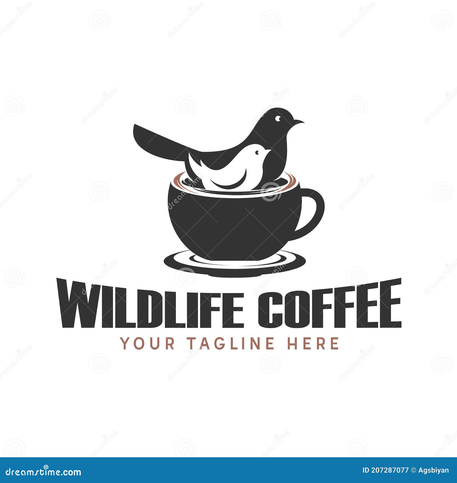 Vector, Design, Logo, Symbol of Birds and a Unique Cup of Coffee Stock ...