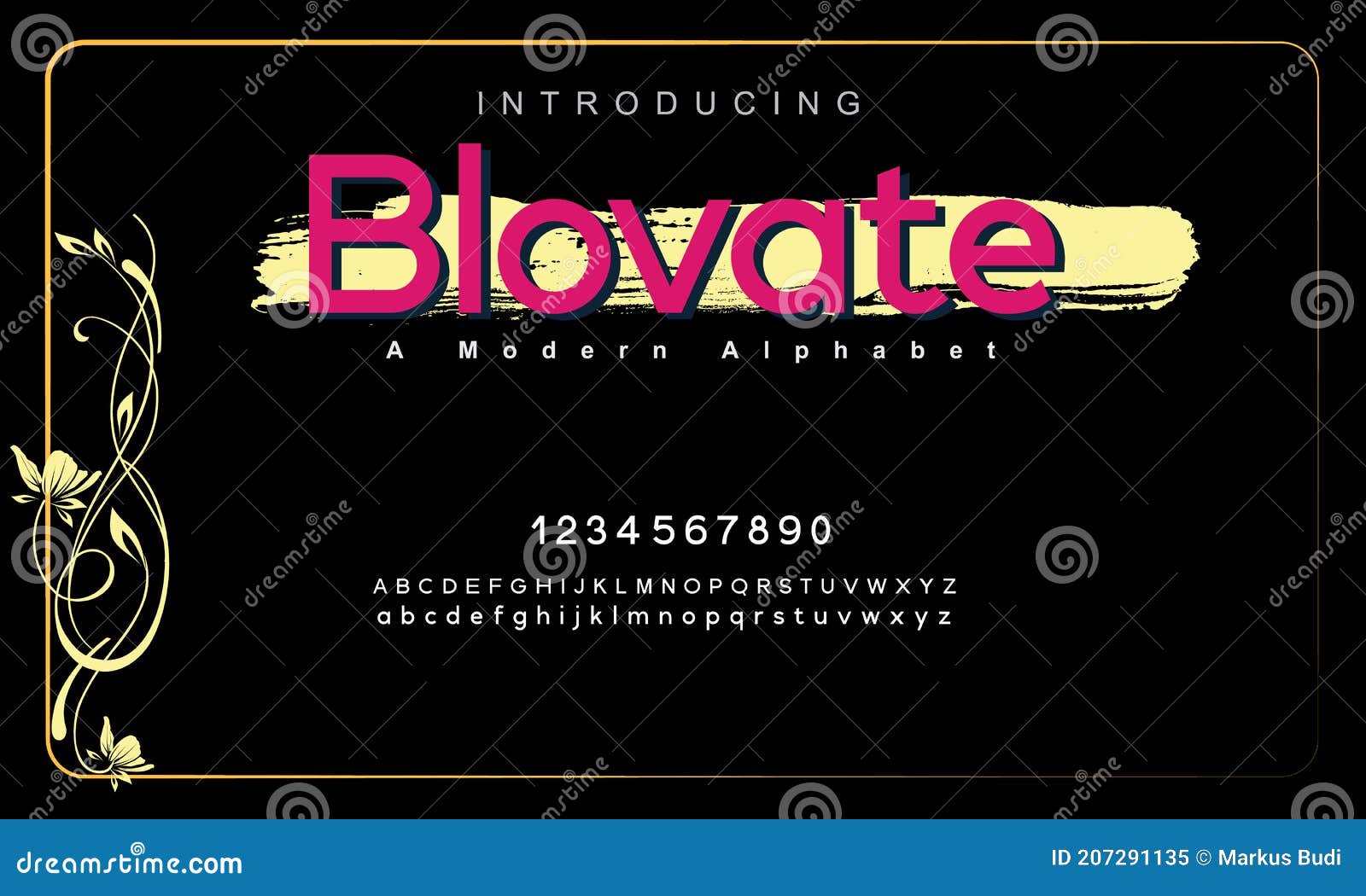 Blovate Font. Elegant Alphabet Letters Font and Number Stock Vector ...