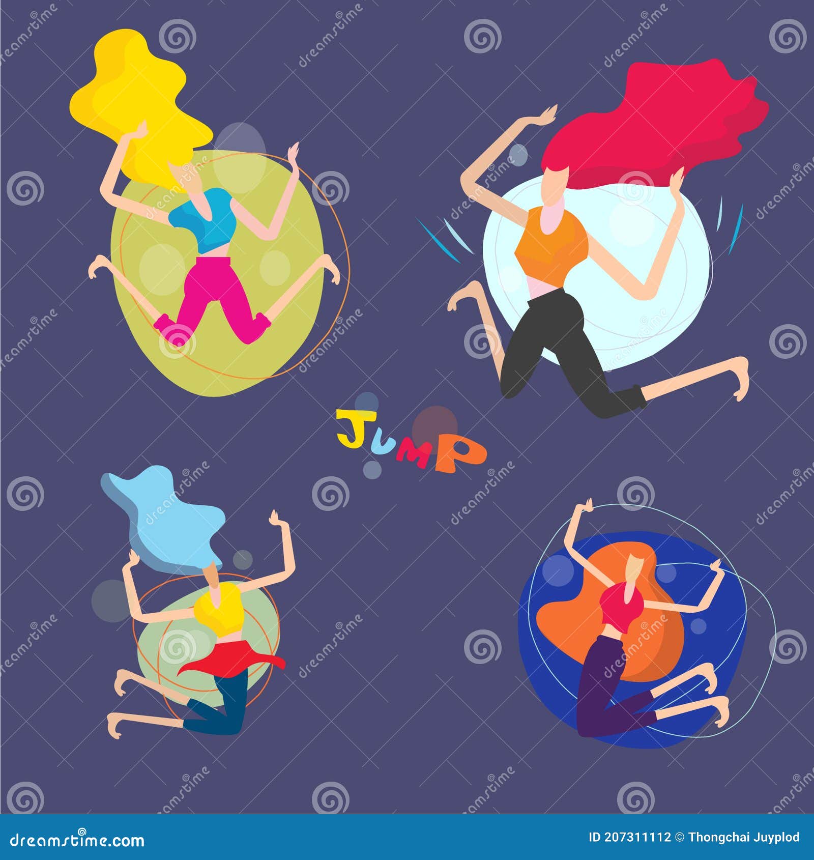 Jump stock vector. Illustration of femaleless, jump - 207311112