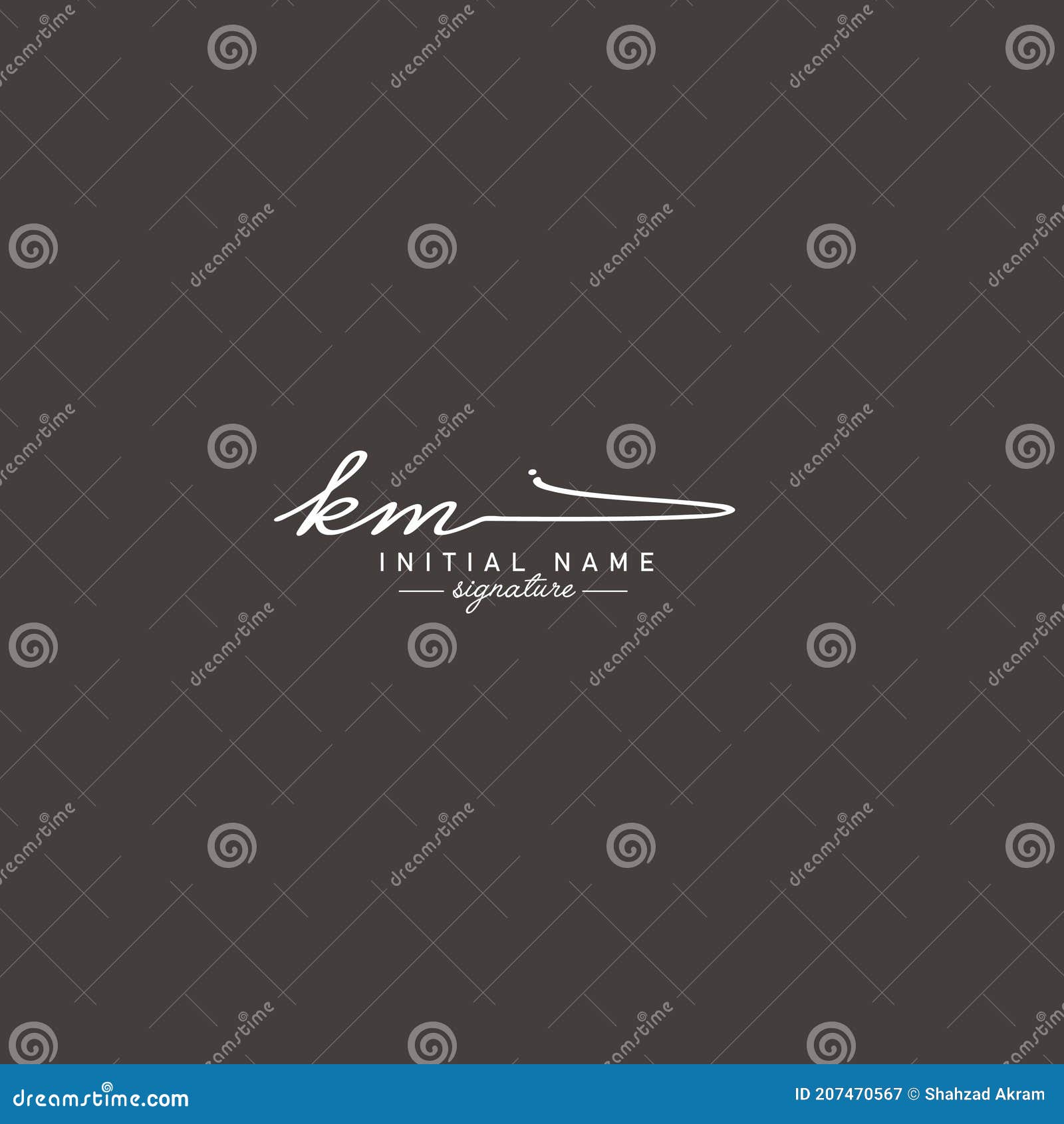 Initial Letter KM Logo - Handwritten Signature Logo Stock Vector ...