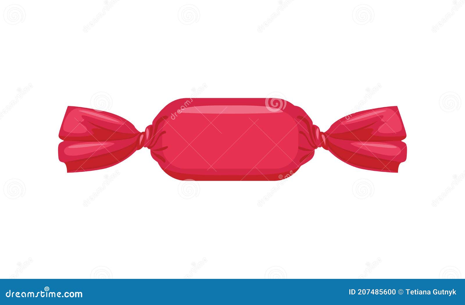 Cartoon Candy in a Red Wrapper Isolated on White. Vector Flat Icon ...