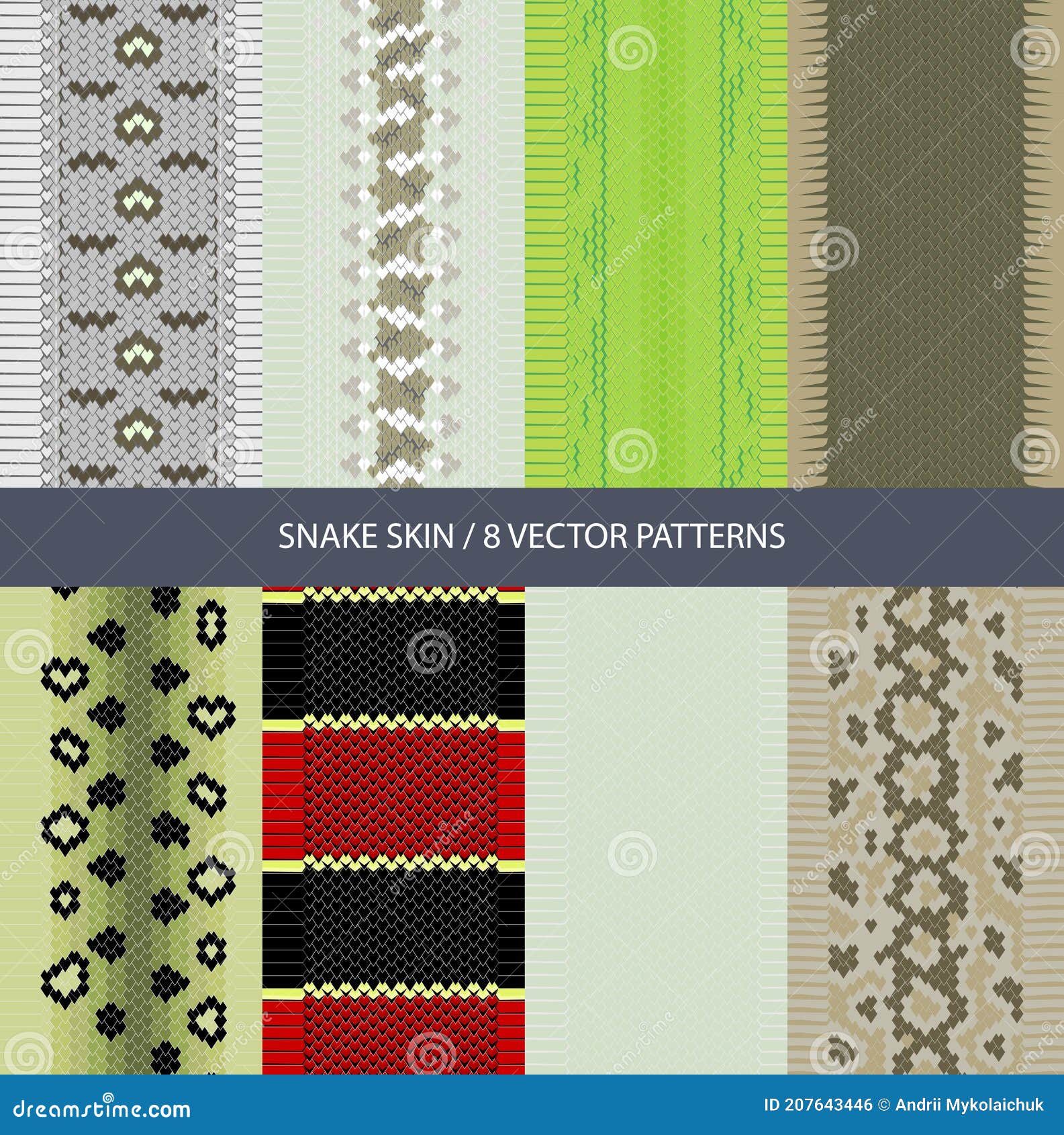 Set of Vector Decorative Snake Skin Textures Stock Vector ...
