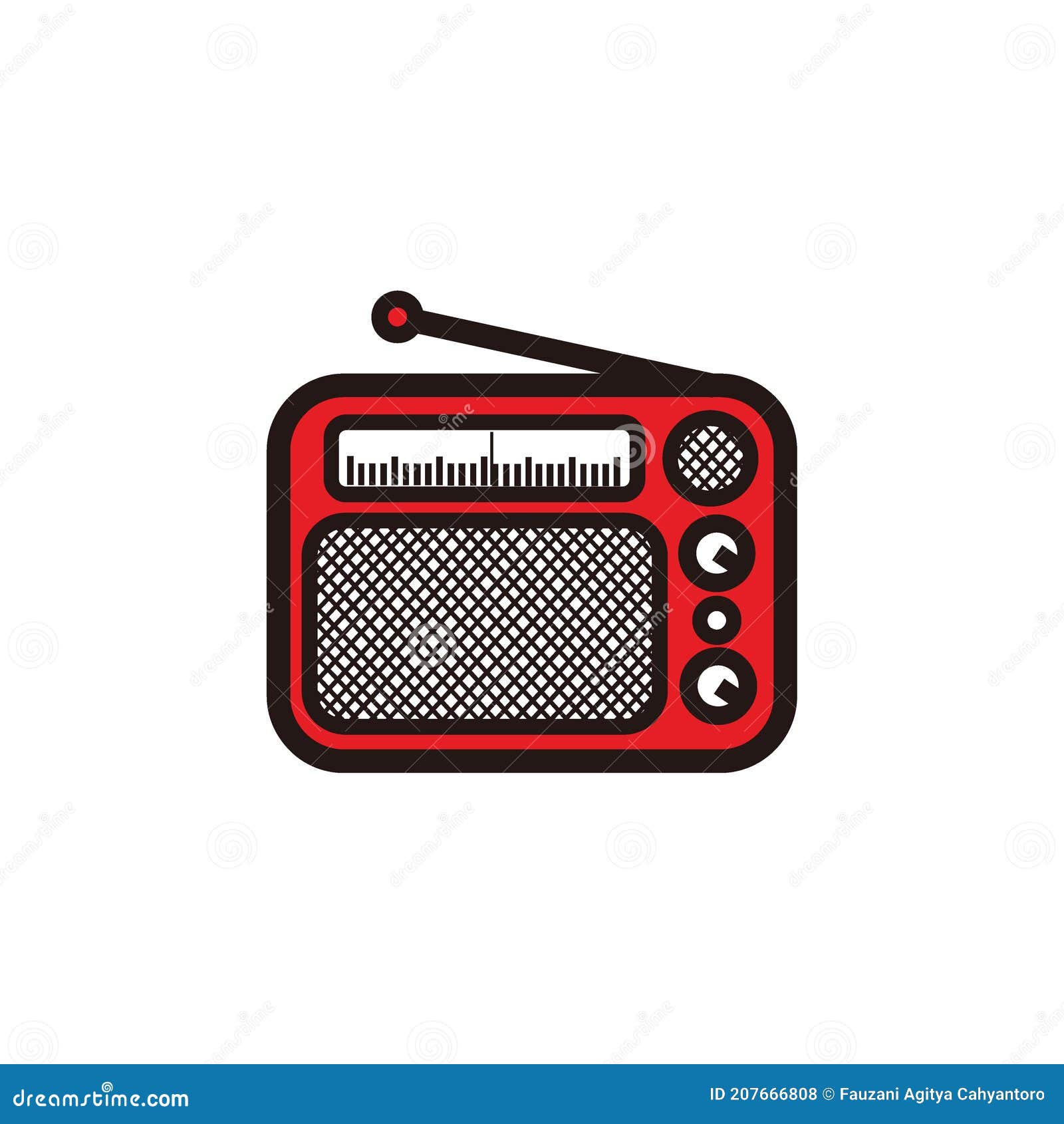 Red Classic Square Radio Style with Antenna - Red and Black Vintage ...