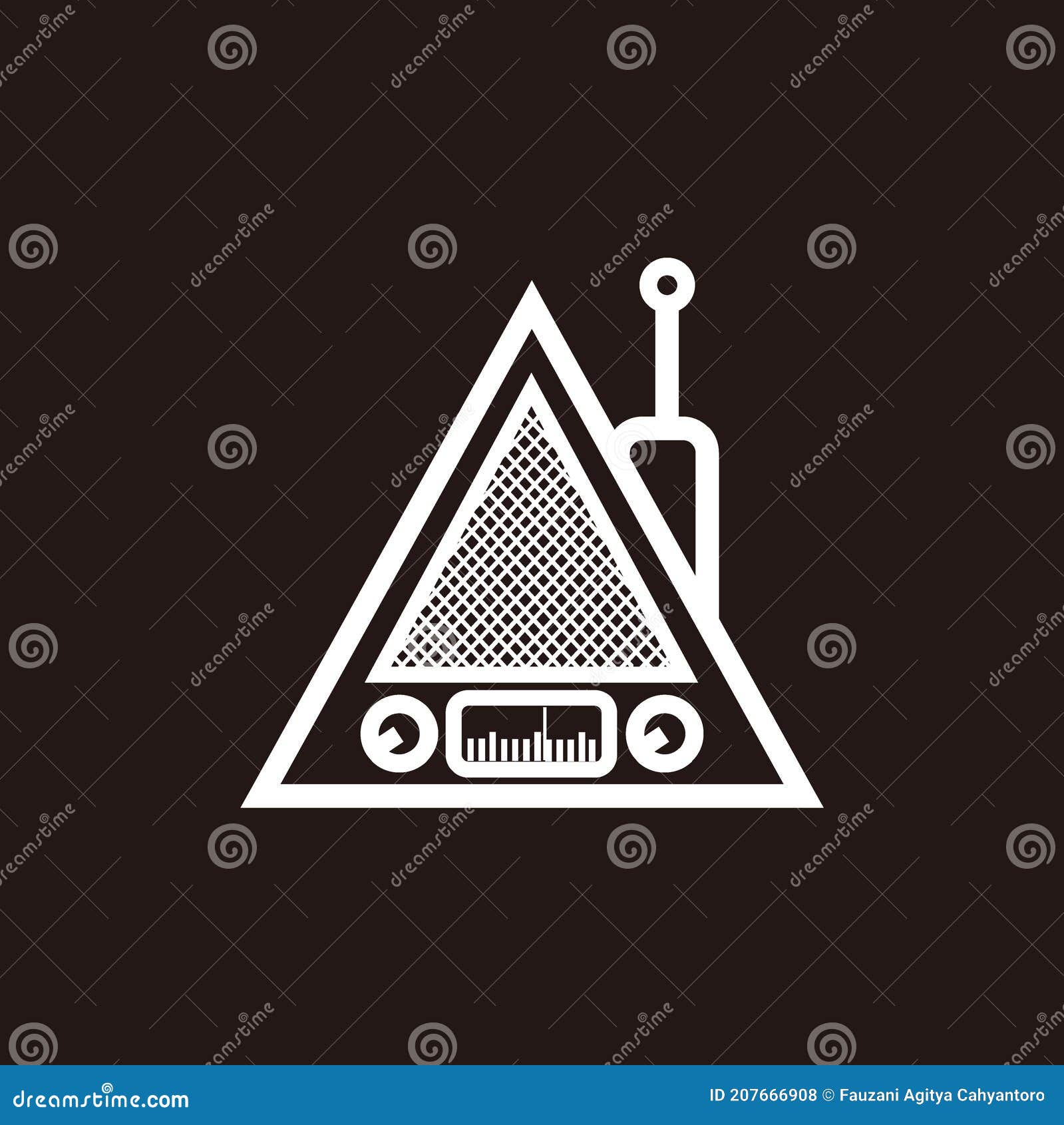 Silhouette of Classic Triangle Portable Radio - Black and White Vintage ...