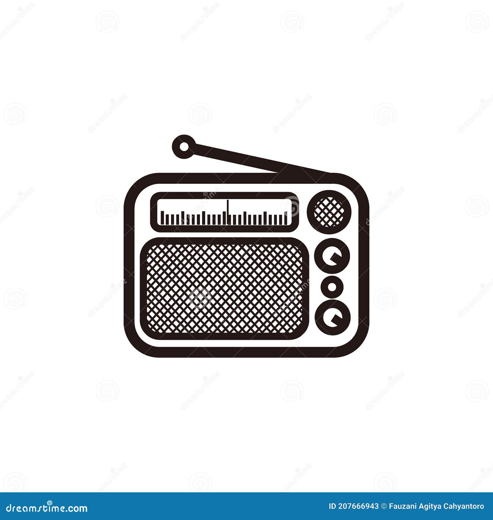 Silhouette of Classic Square Radio Style with Antenna - Black and White ...