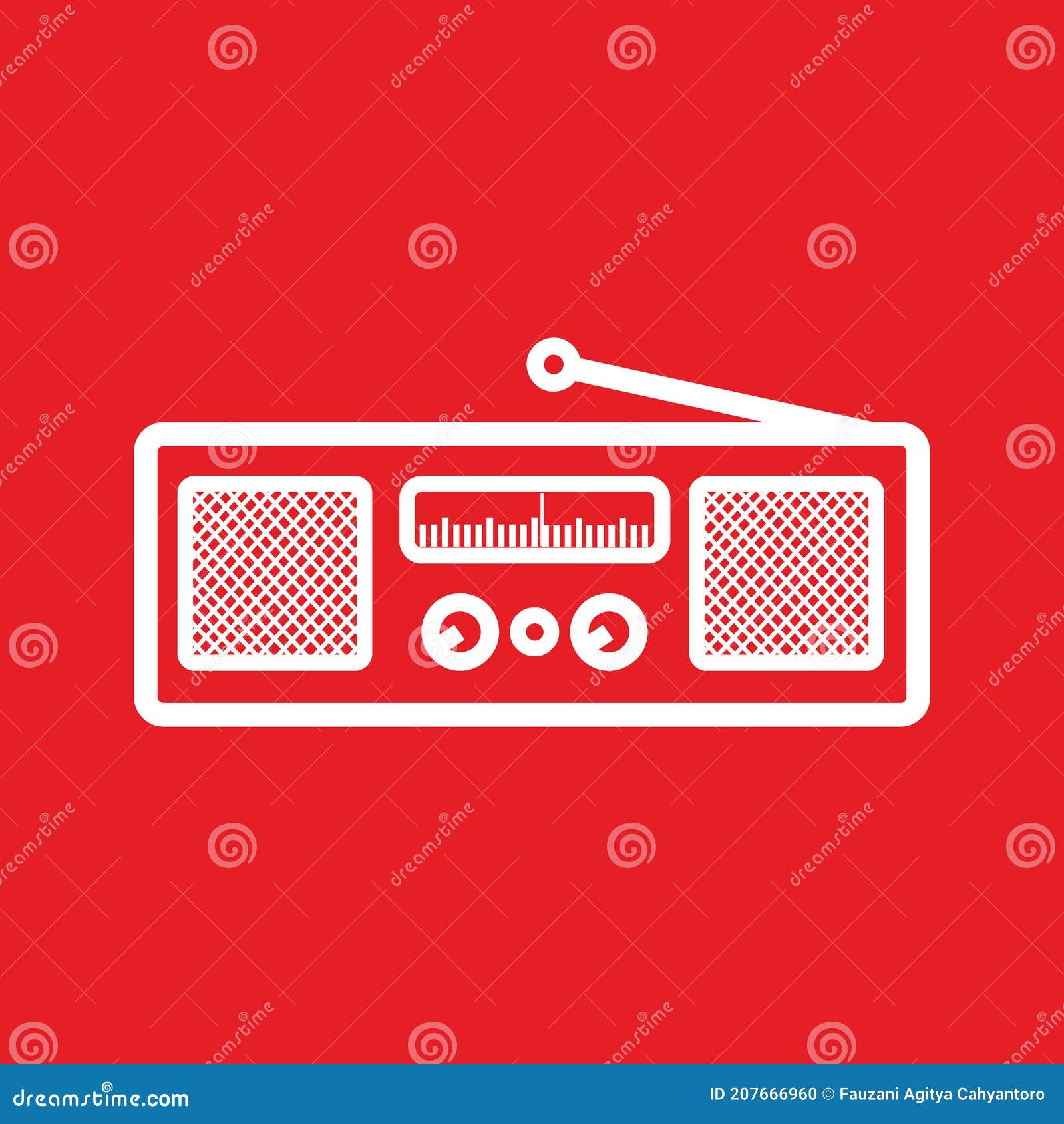 Silhouette of Classic Square Radio Style with Two Speaker - Vintage ...