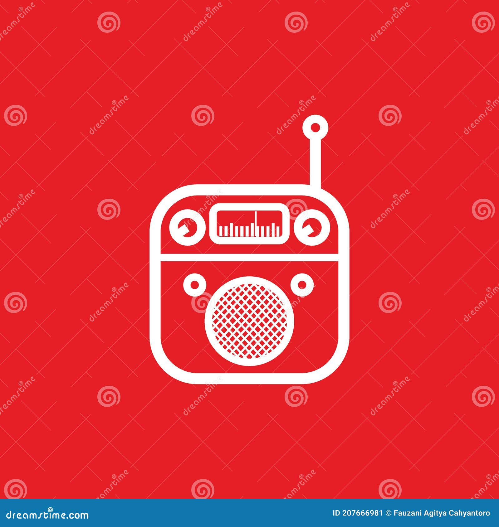 Silhouette of Classic Square Portable Radio with Circle Speaker ...