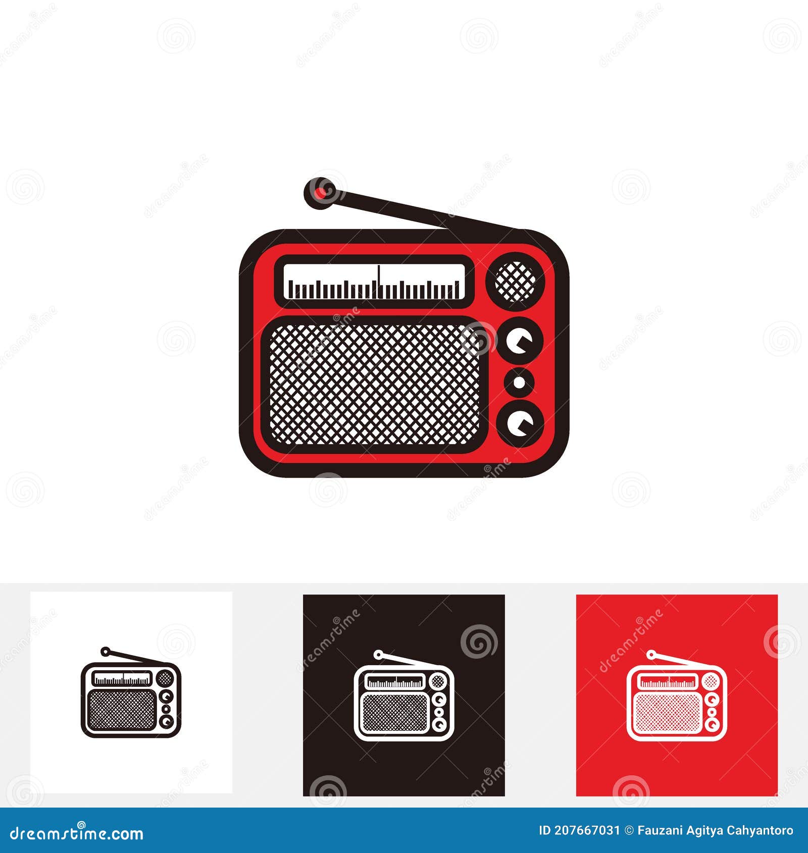 Red Classic Square Radio Style with Two Speaker - Silhouette Vintage ...