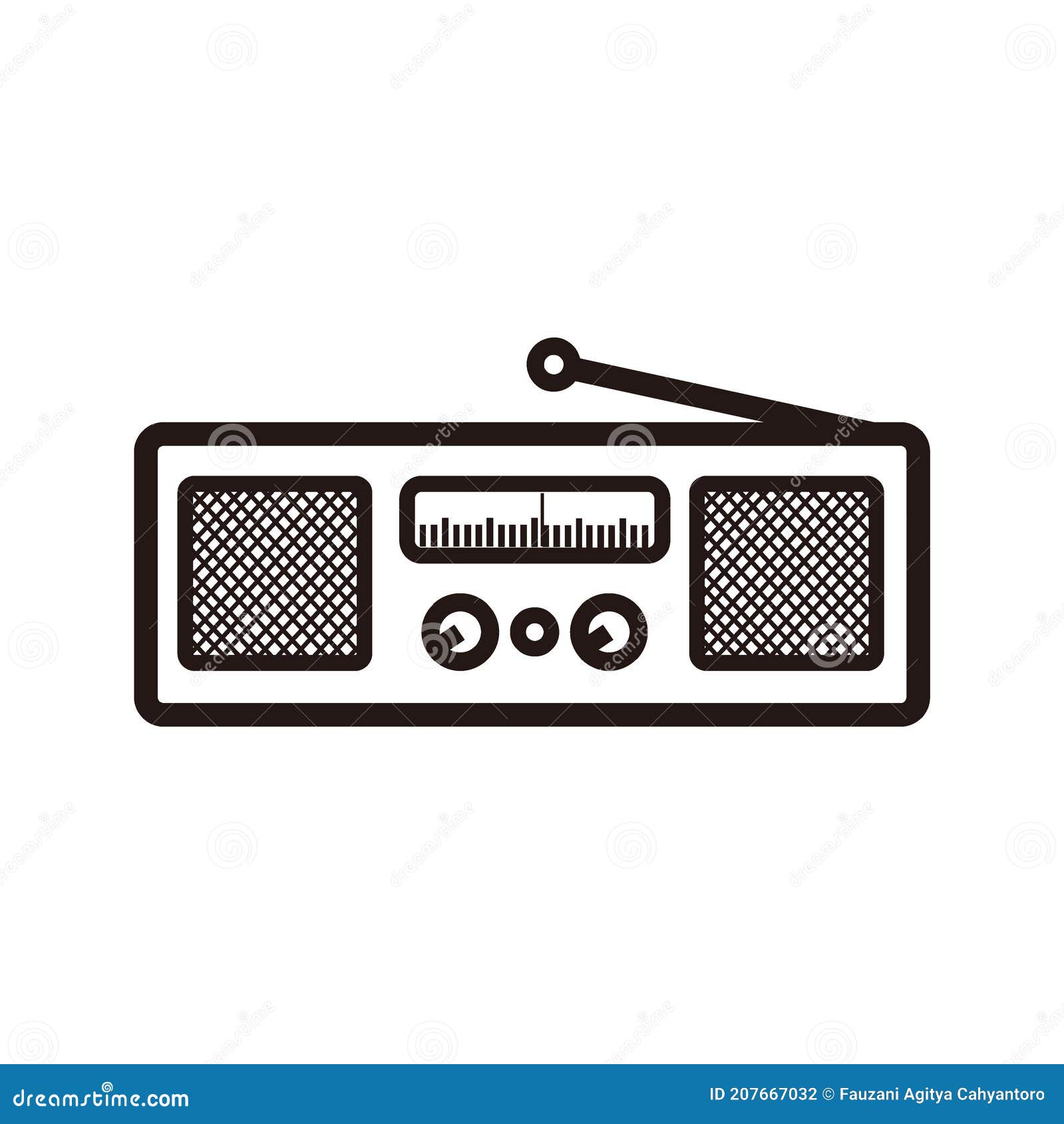 Silhouette of Classic Square Radio Style with Two Speaker - Black and ...