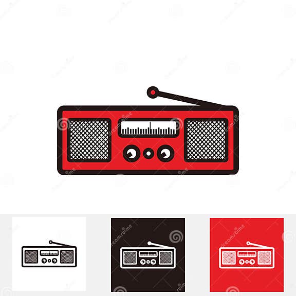 Red Classic Square Radio Style with Two Speaker - Silhouette Vintage ...