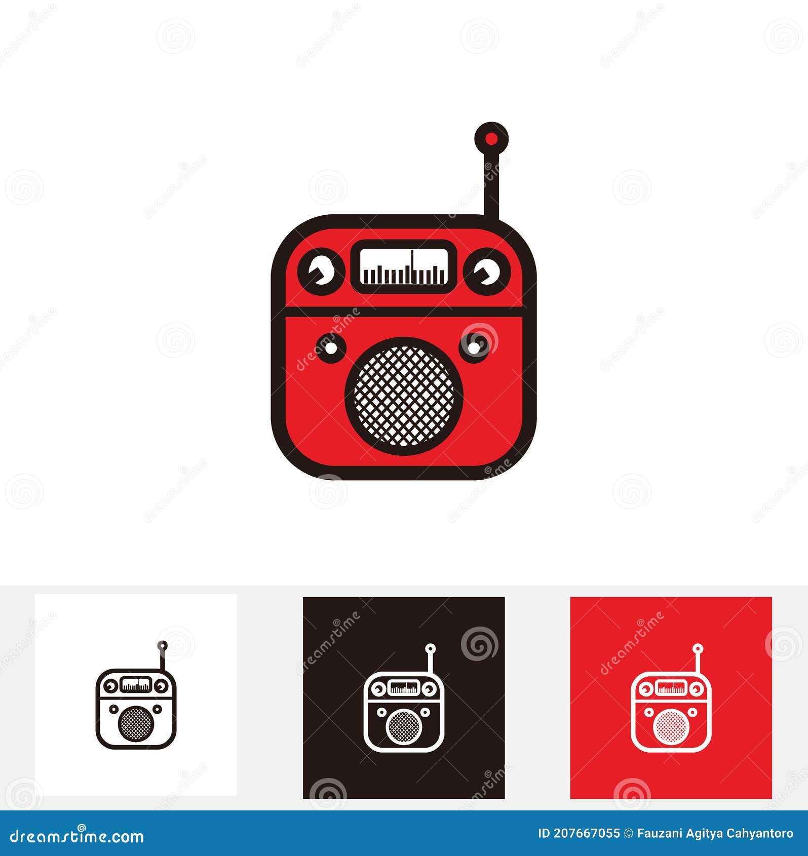 Red and Black Classic Square Portable Radio with Circle Speaker ...