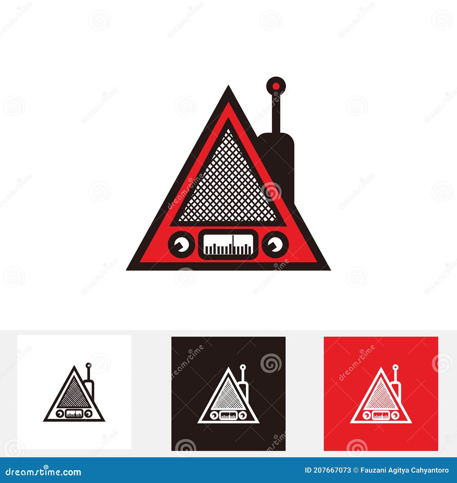 Red and Black Classic Triangle Portable Radio - Silhouette Vintage ...