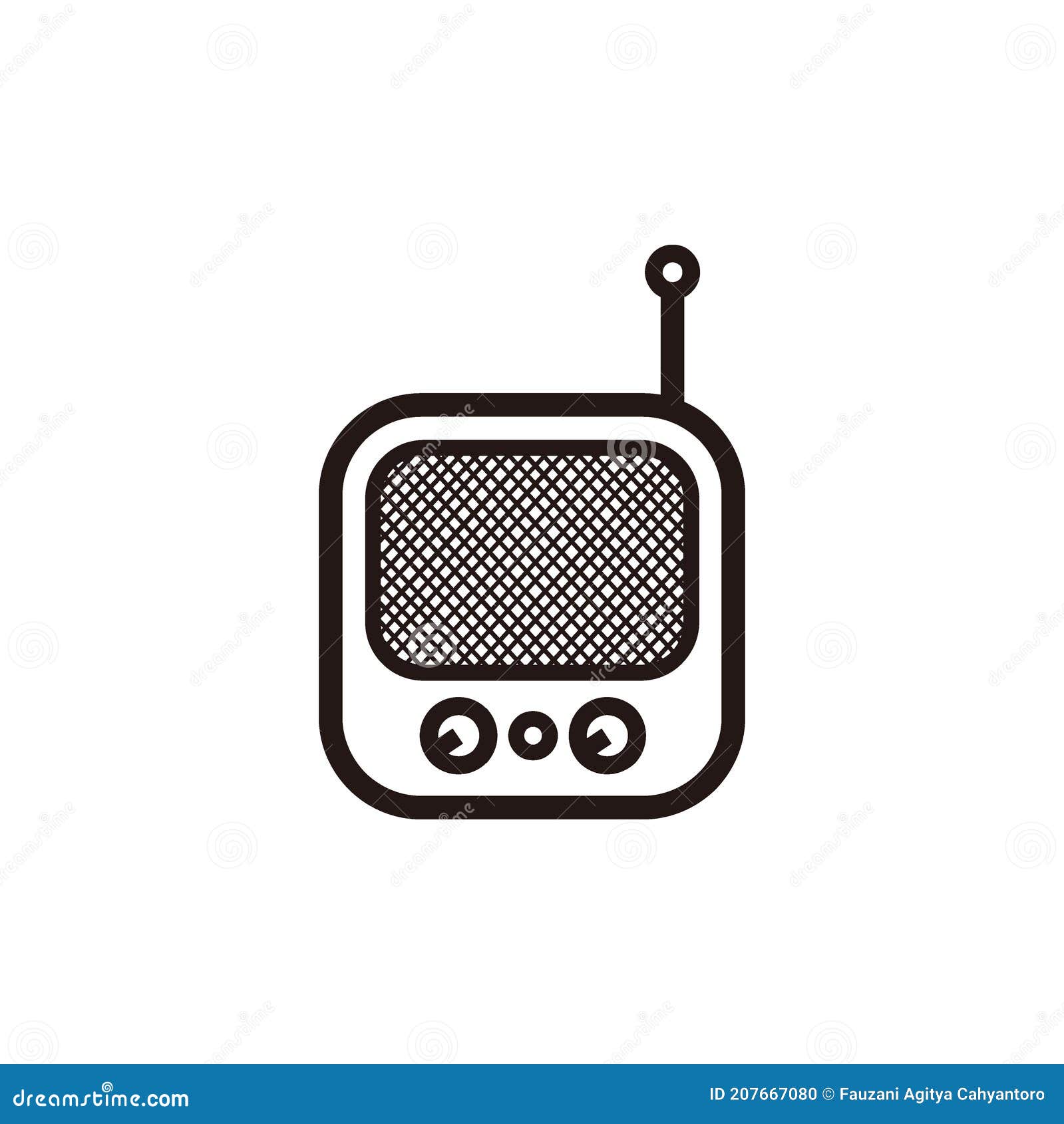 Silhouette of Classic Square Portable Radio - Black and White Vintage ...