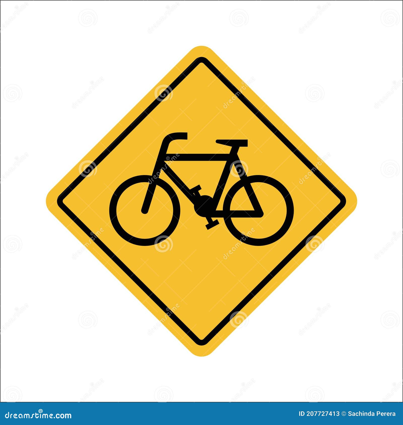 Bicycle Traffic Warning Sign in Yellow Background Isolated Vector Stock ...