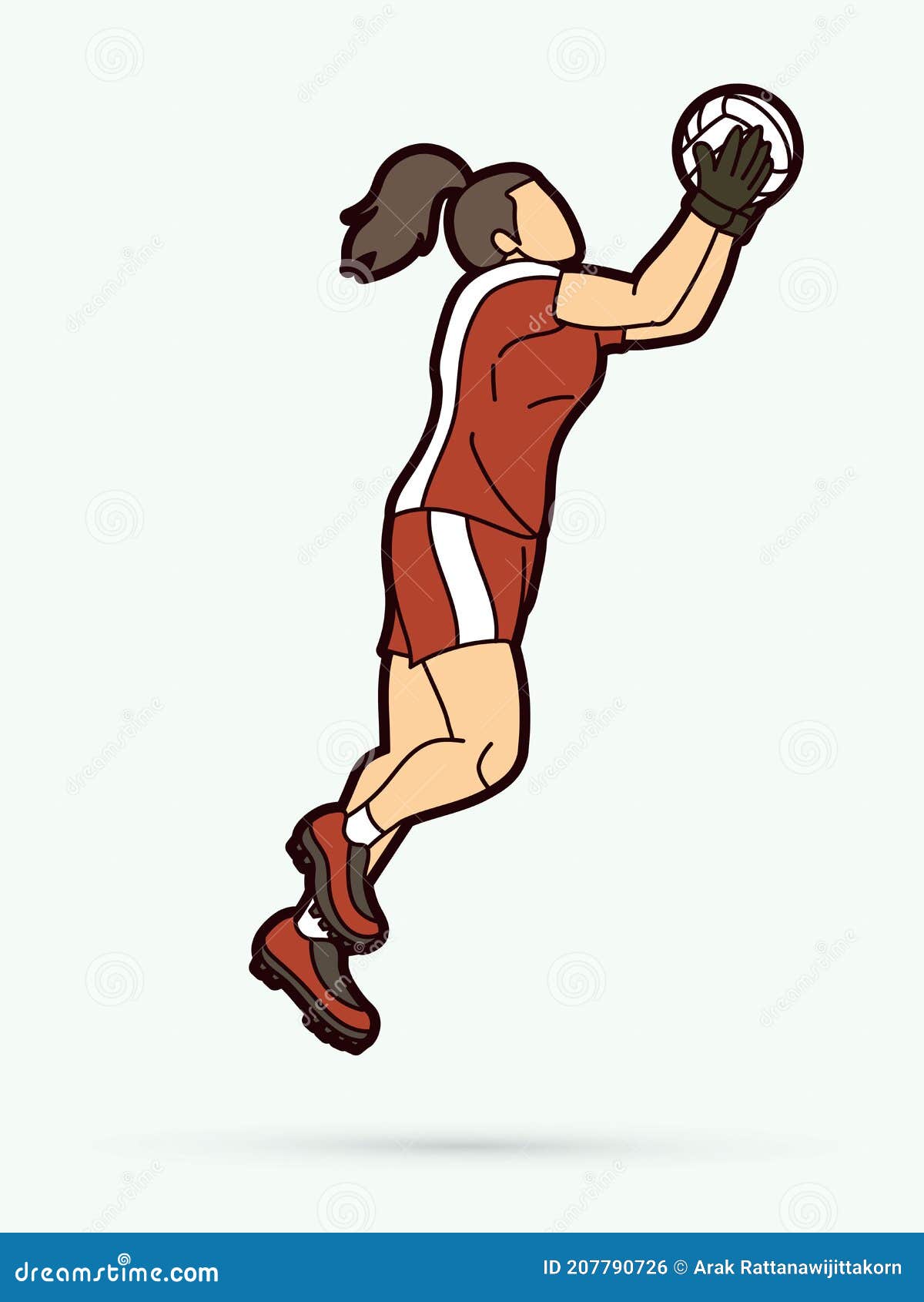 Gaelic Football Female Player Cartoon Graphic Vector. Stock Vector ...