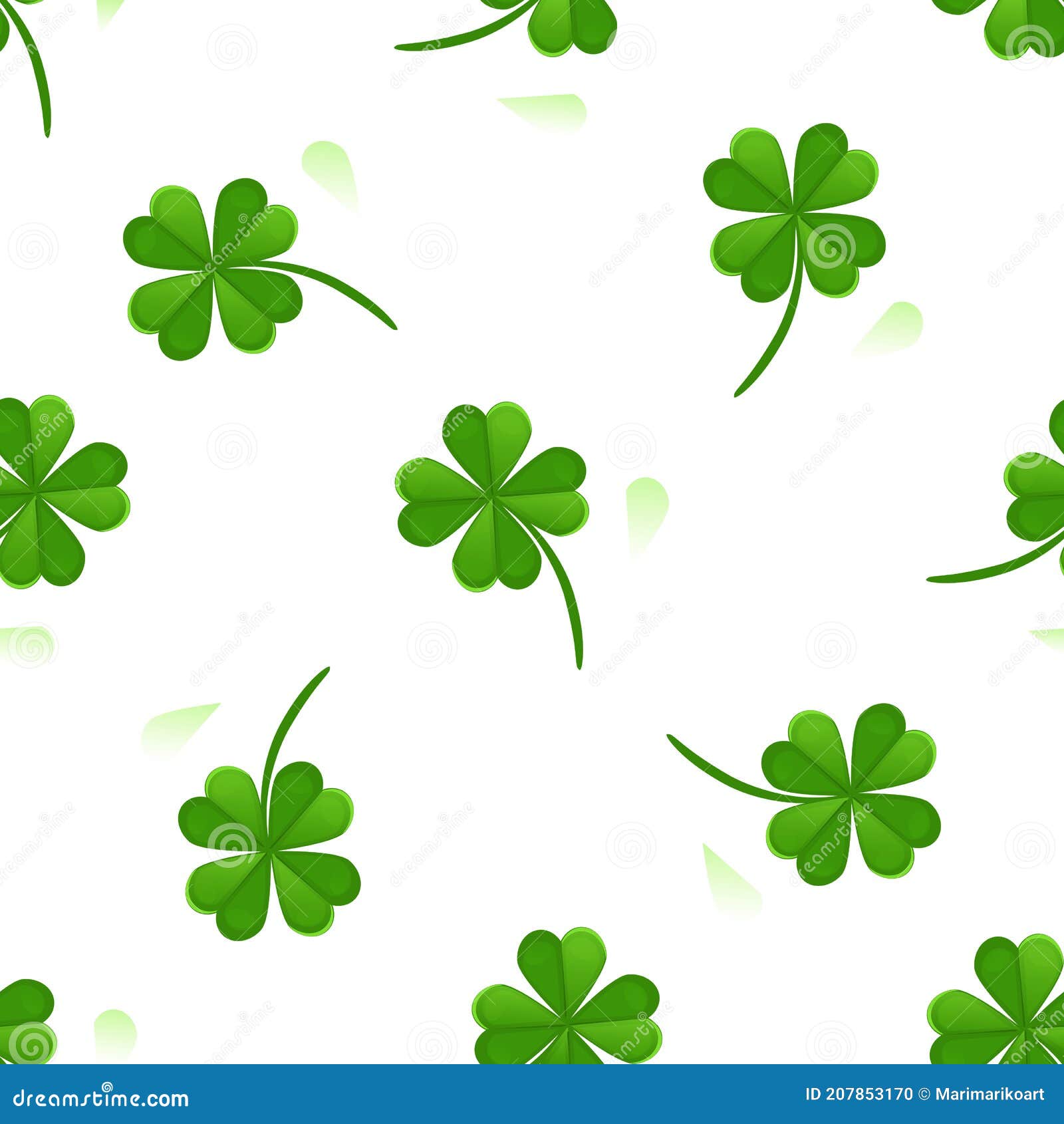 Seamless Pattern with Four-leaf Clover on White Background Stock Vector ...