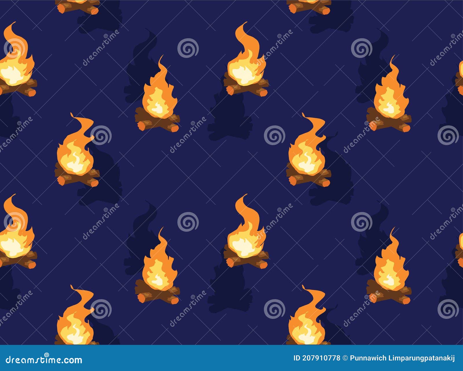 Camp Fire Animation Vector Illustration Seamless Background-01 Stock ...
