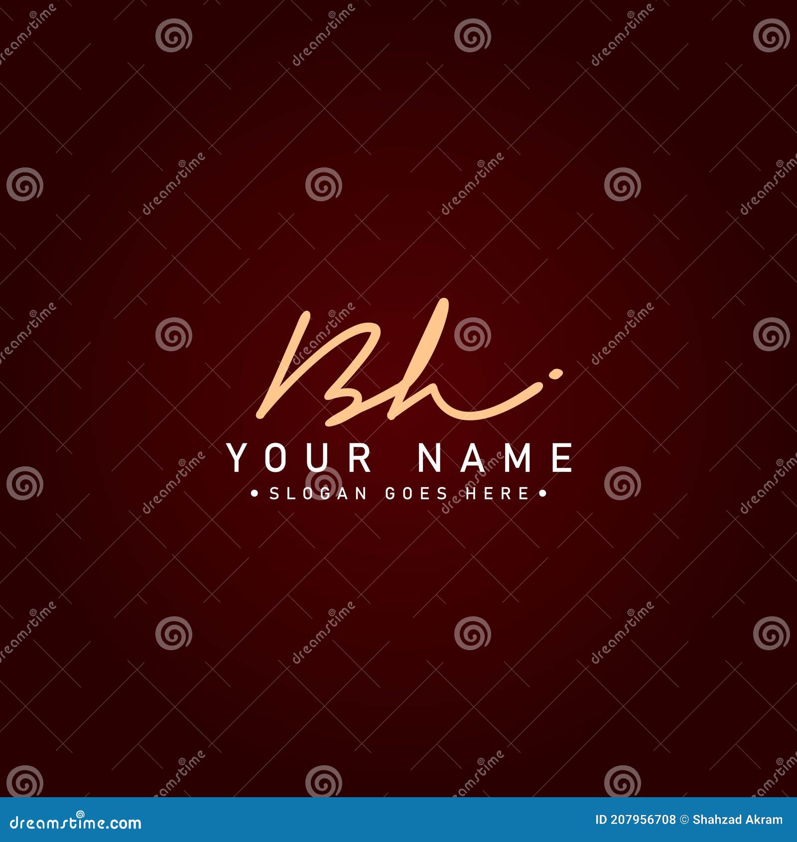 BH Signature Logo - Handwritten Vector Logo for Initial Letter Stock ...