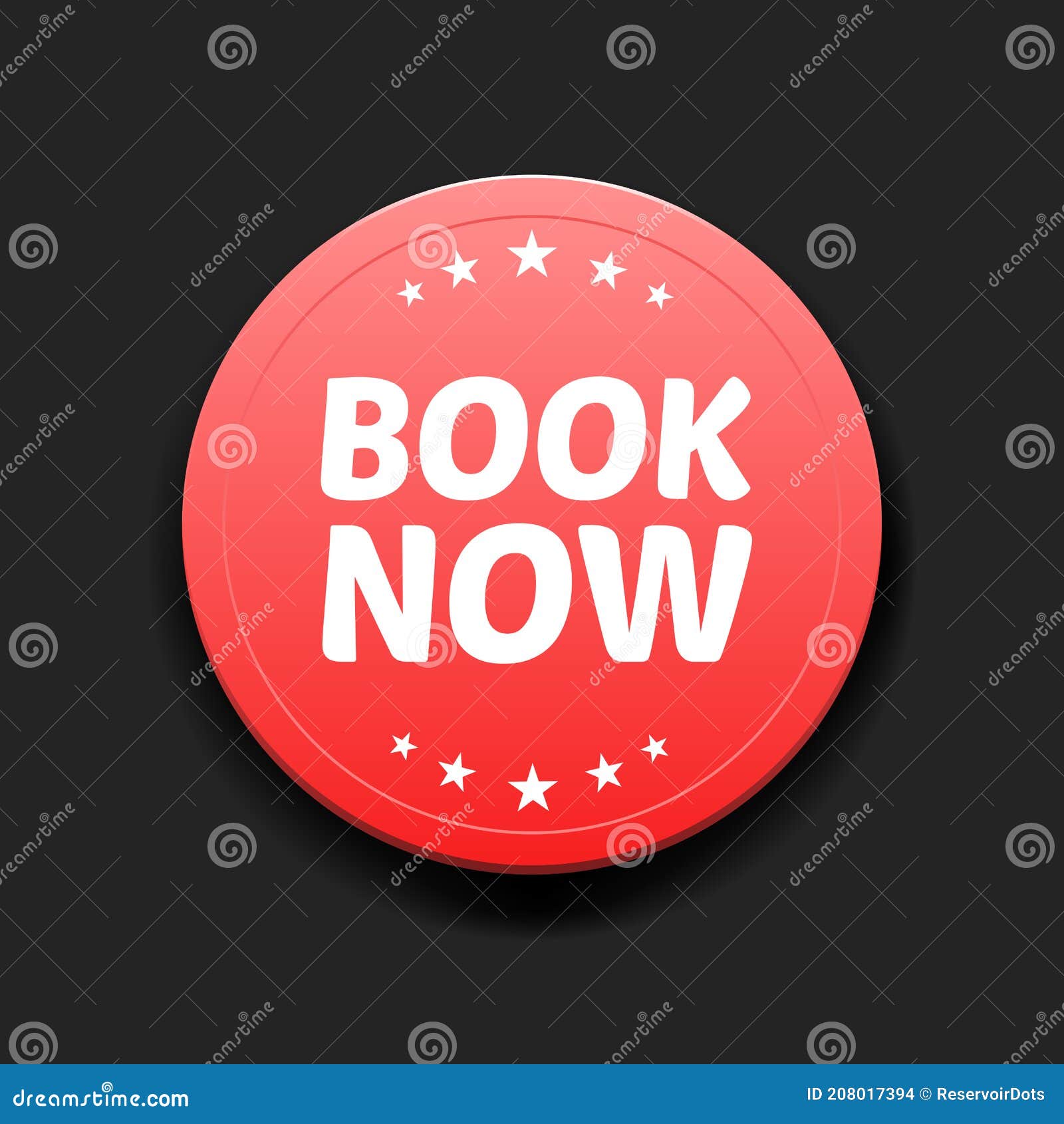 Book Now Round Label stock vector. Illustration of symbol - 208017394