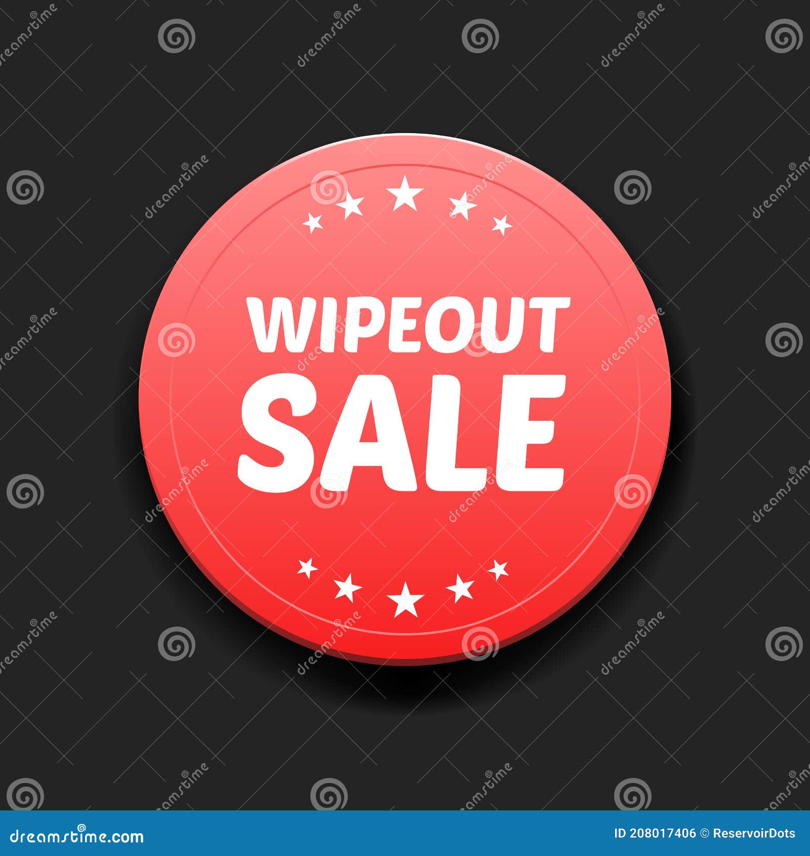 Wipeout Sale Round Label stock vector. Illustration of offer - 208017406