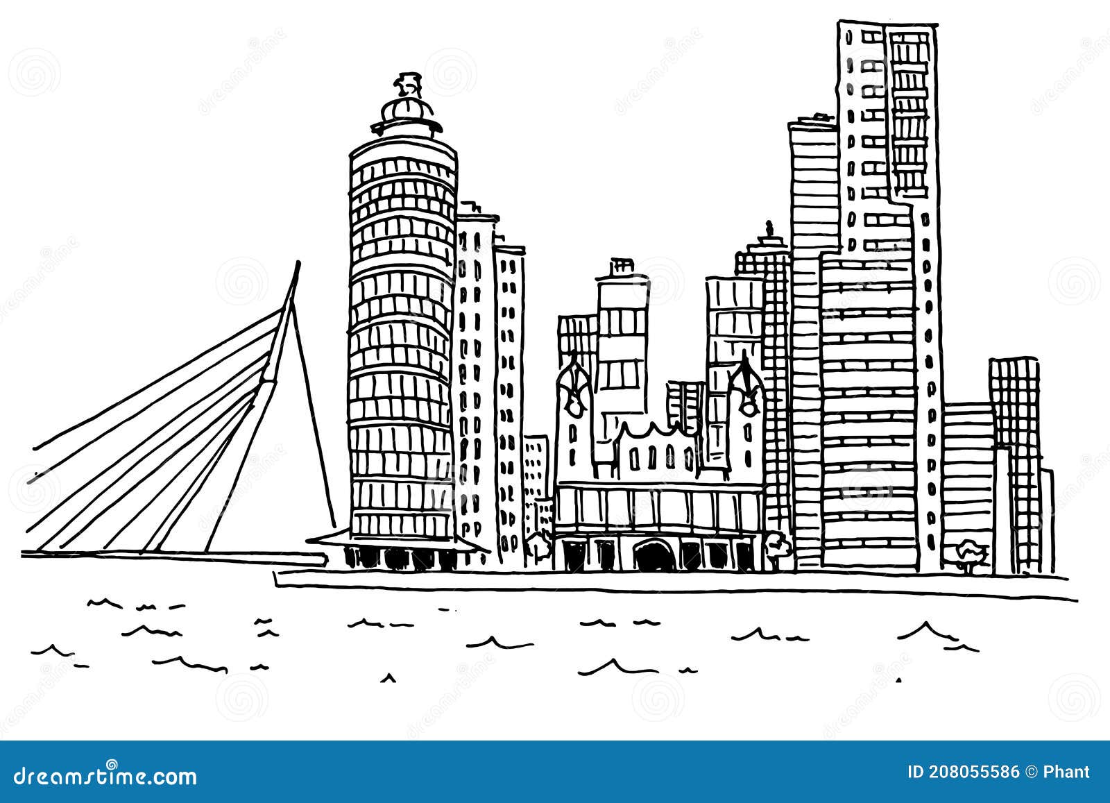Skyline of Rotterdam, Holland, Netherlands, Europe. Stock Vector ...