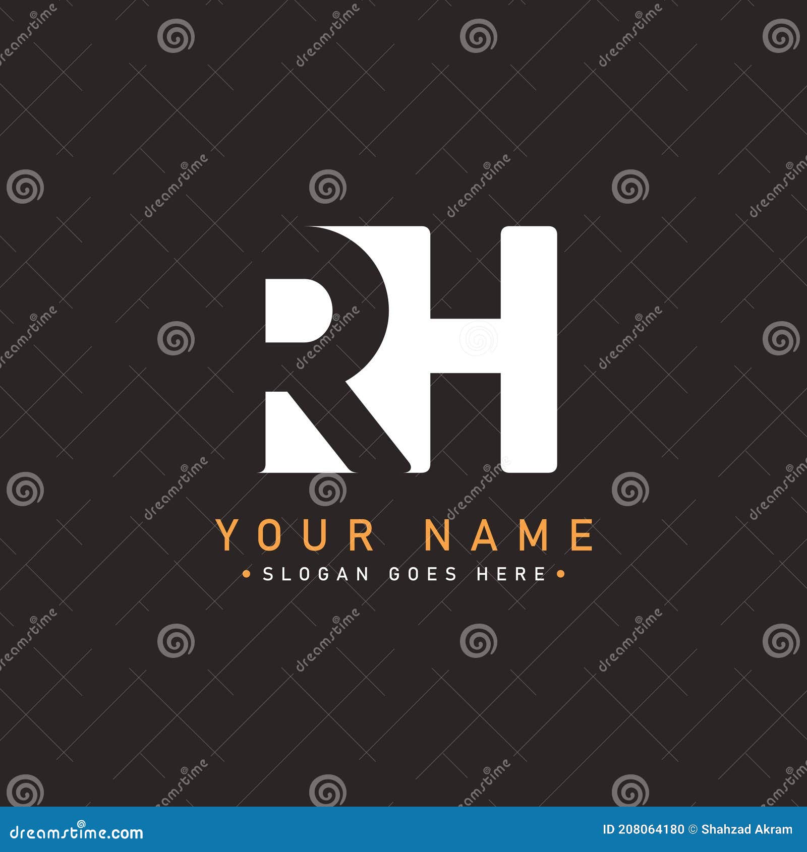 Initial Letter RH Logo - Minimal Vector Logo Stock Vector ...