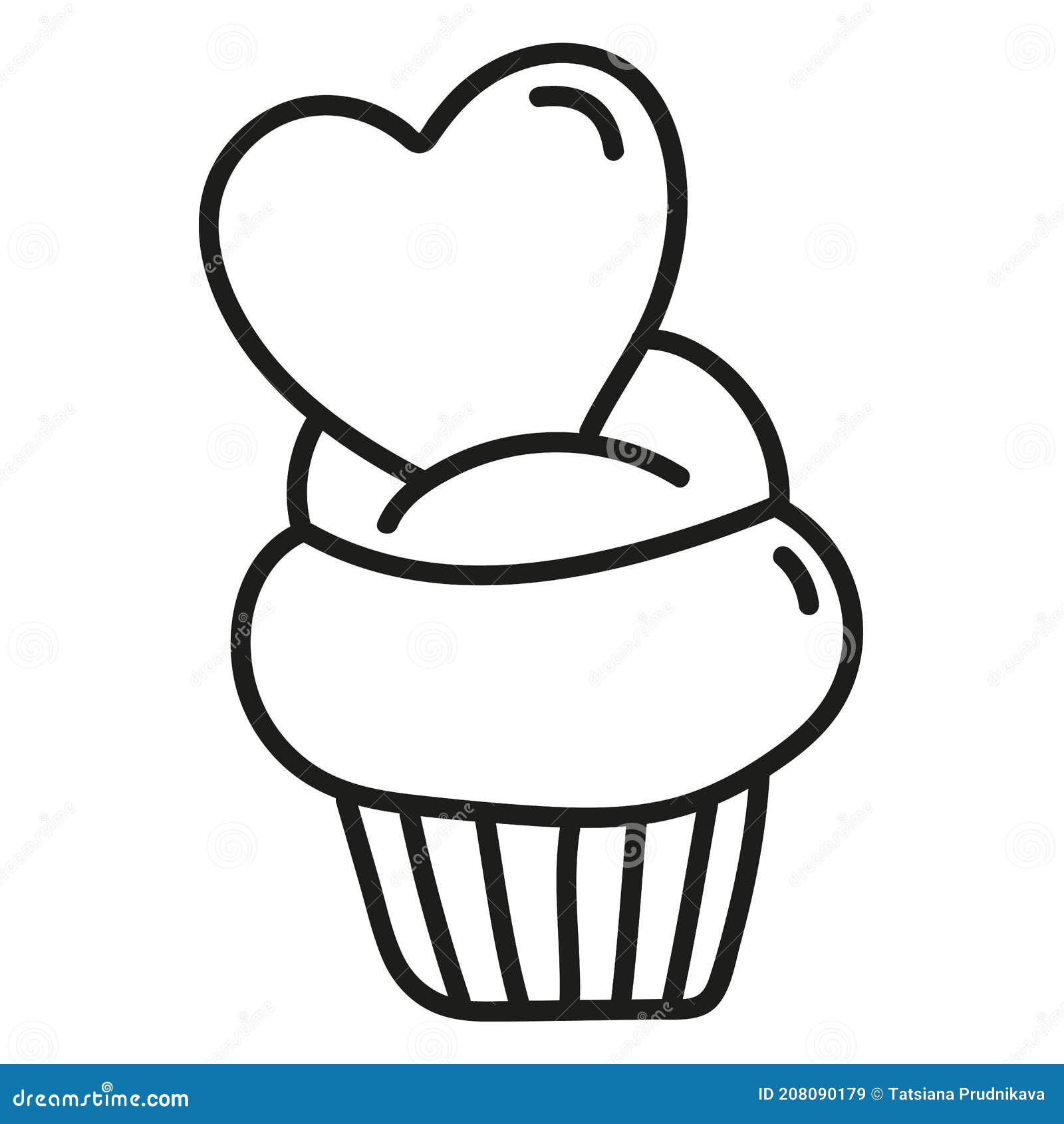 Cupcake with Heart Gift for Valentine`s Day in Doodle Style Stock ...