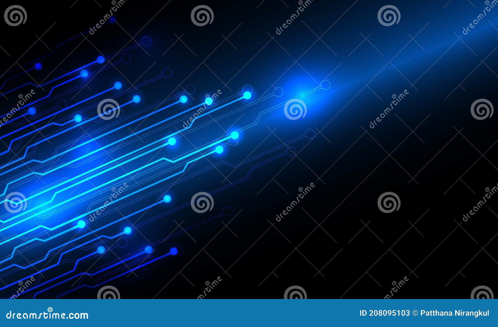 Abstract Blue Technology Circuit Line Energy Light with Blank Space ...