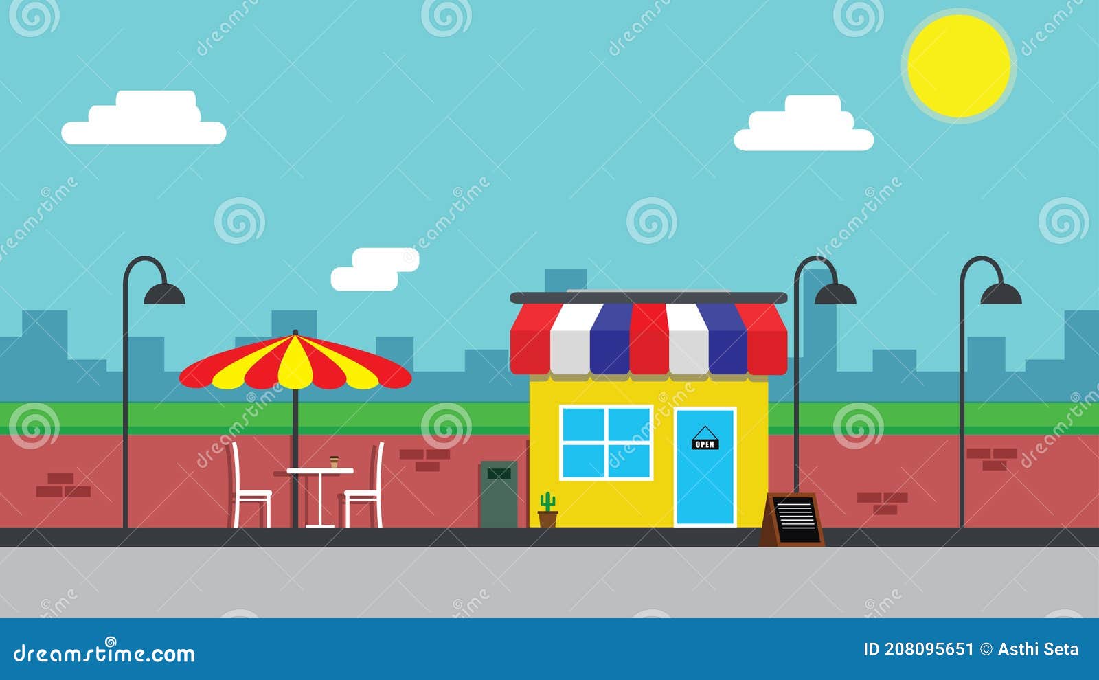 Simple Day Store Vector for Illustration and Wallpaper Stock Vector ...