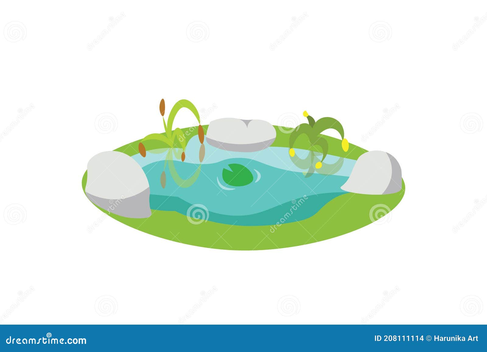 Beautiful Fishing Pond Vector Illustration Stock Vector - Illustration ...