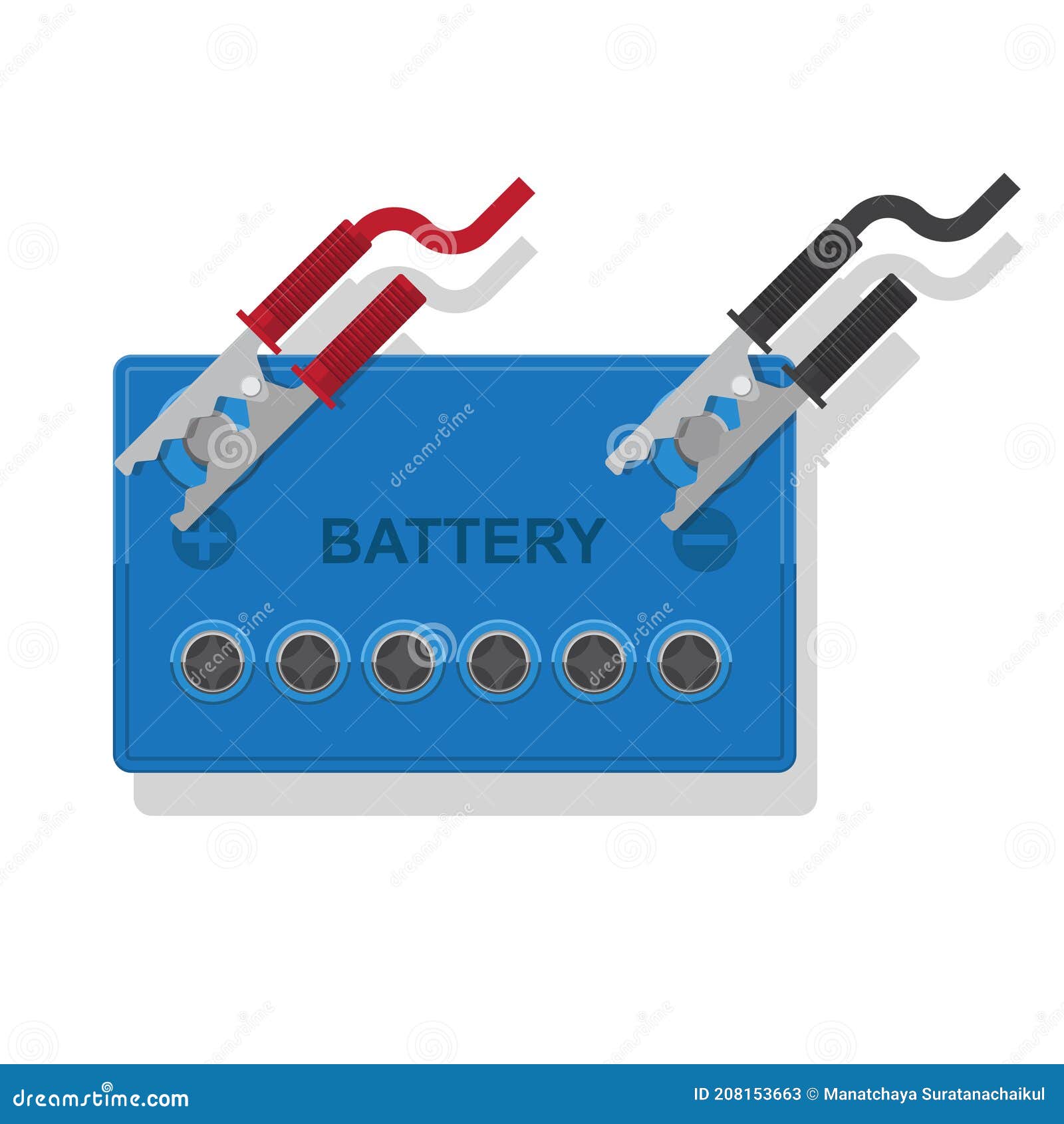 Car Battery Jump Starter On White Background, Vector Line ...