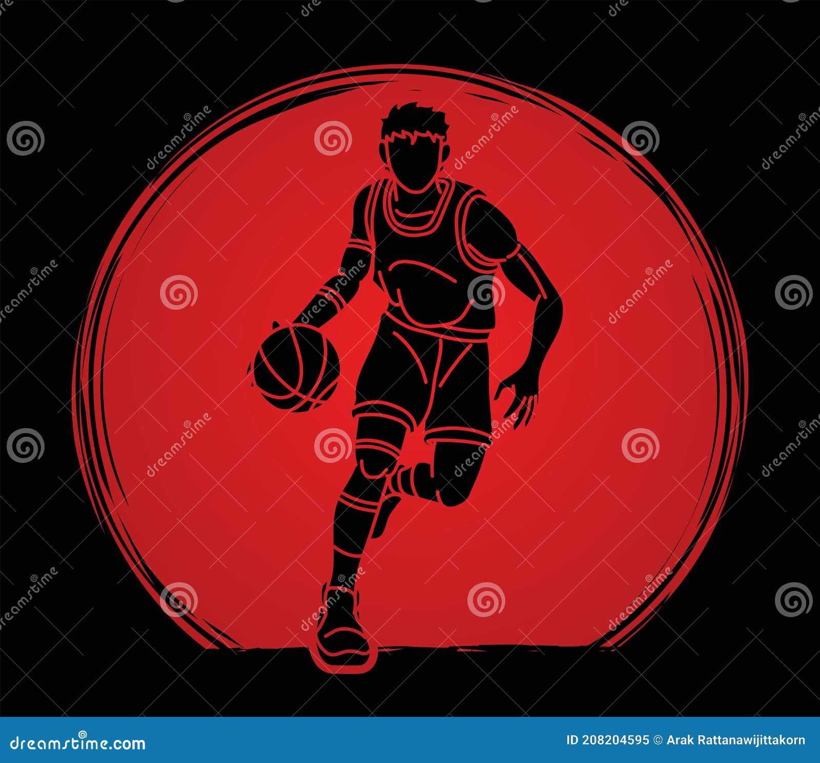 Basketball Male Player Action Graphic Vector Stock Vector ...