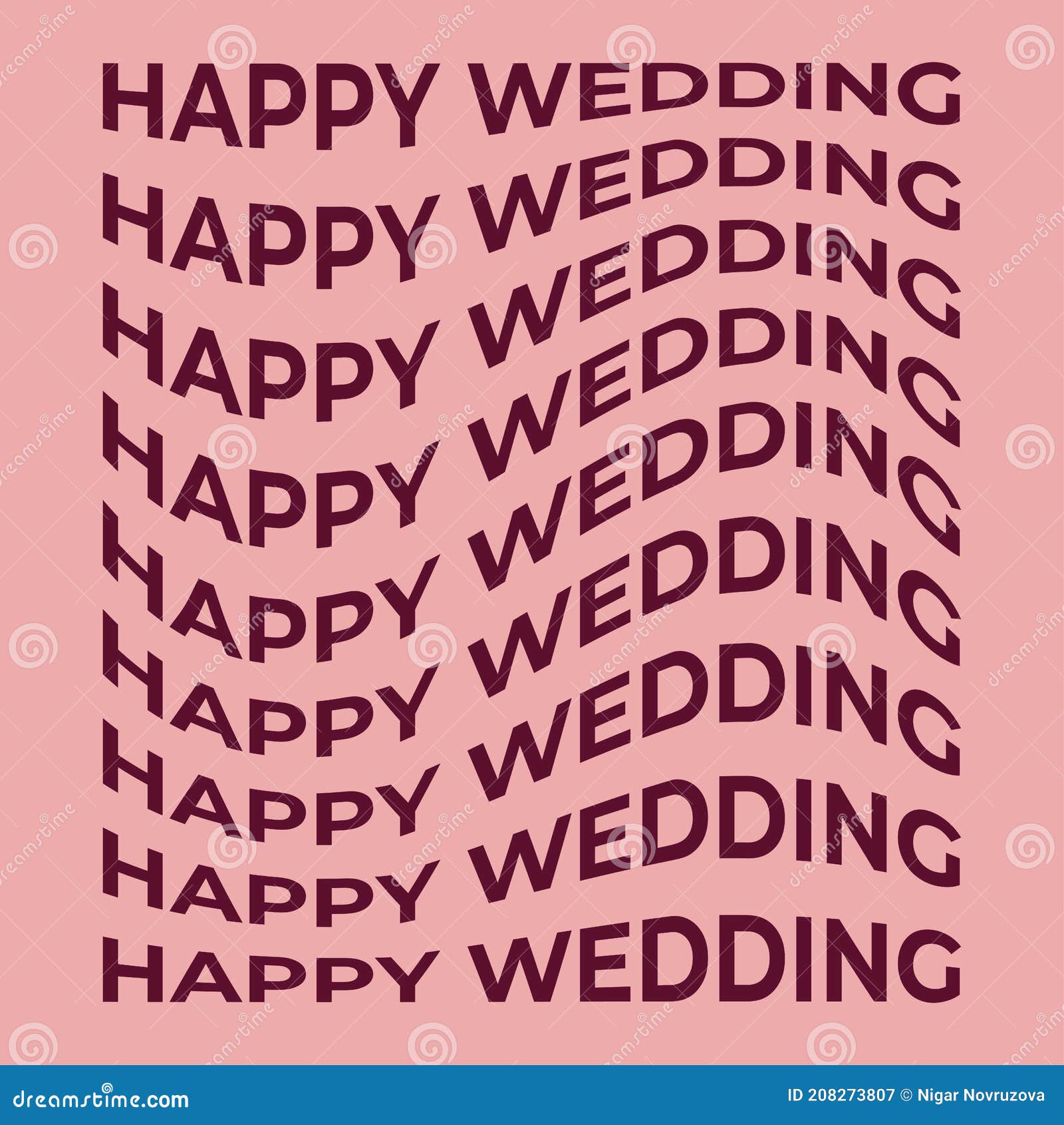 Happy Wedding Wave Text Vector Illustration Abstract Shape Stock Vector ...
