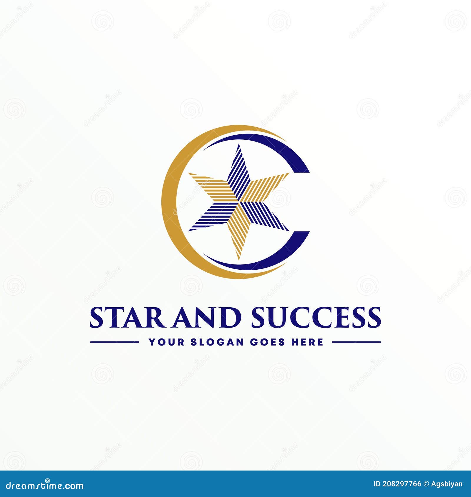 Star Calligraphy Logo, Two Circle Design, C Font, Stripes Concept ...
